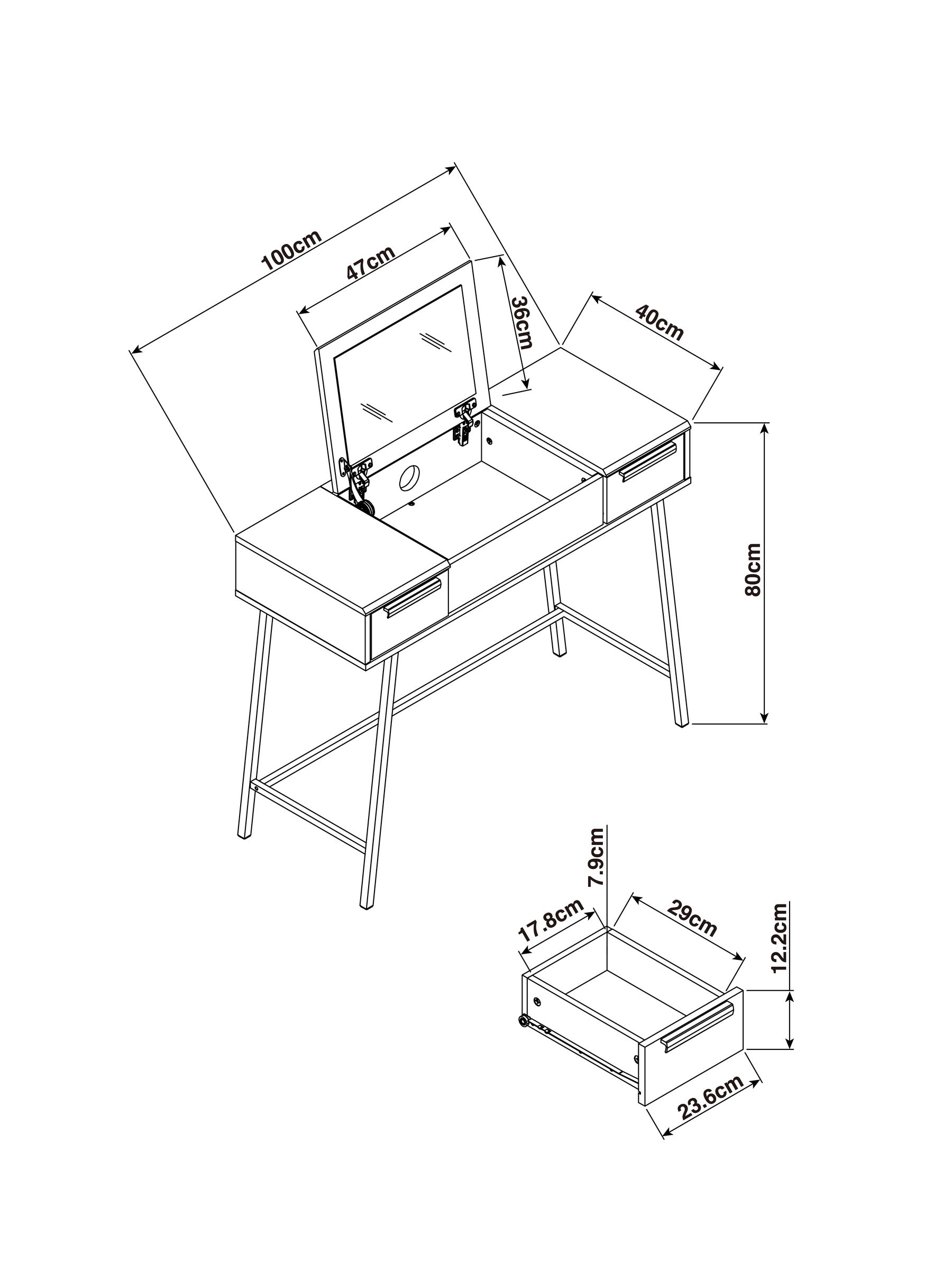 Buy Dark Bronx Oak Effect Extra Large Dressing Table from the Next UK ...