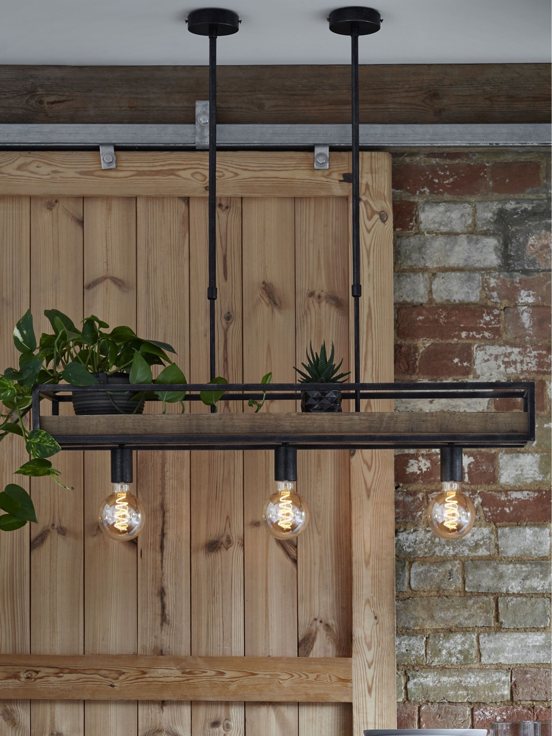 Buy Brown Bronx Shelf Linear 3 Light Pendant Ceiling Light from the ...