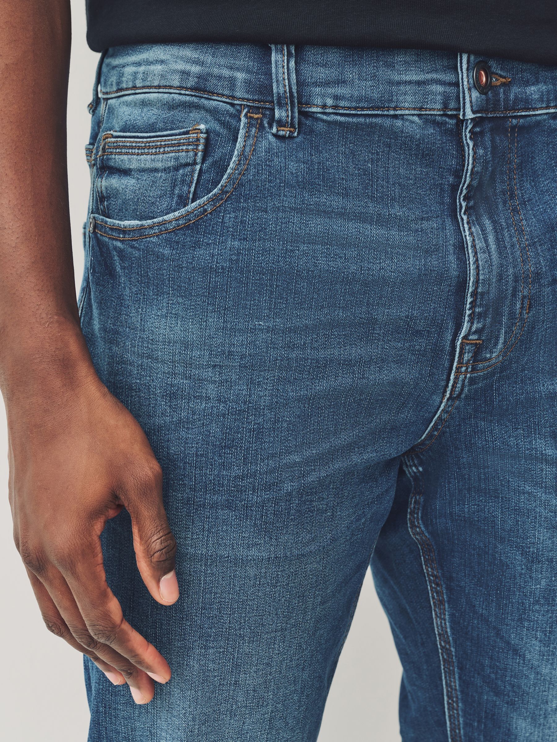 Buy Blue Mid Slim Fit Authentic Stretch Denim Jeans from the Next UK ...