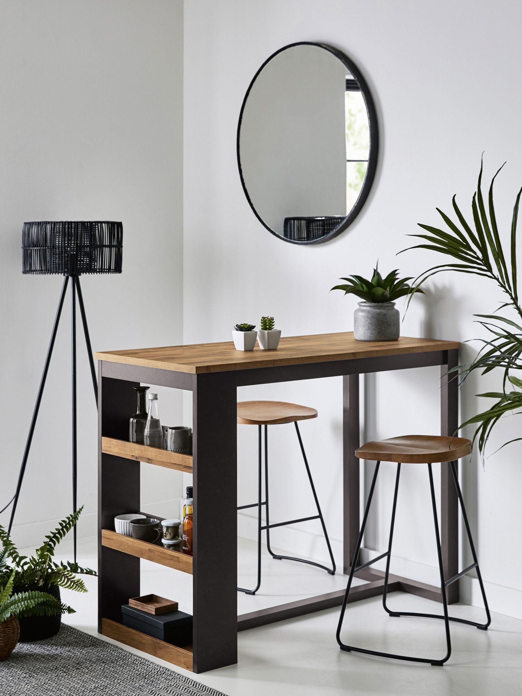 Buy Dark Bronx Oak Effect 2 Seater Storage Bar Table from the Next UK ...