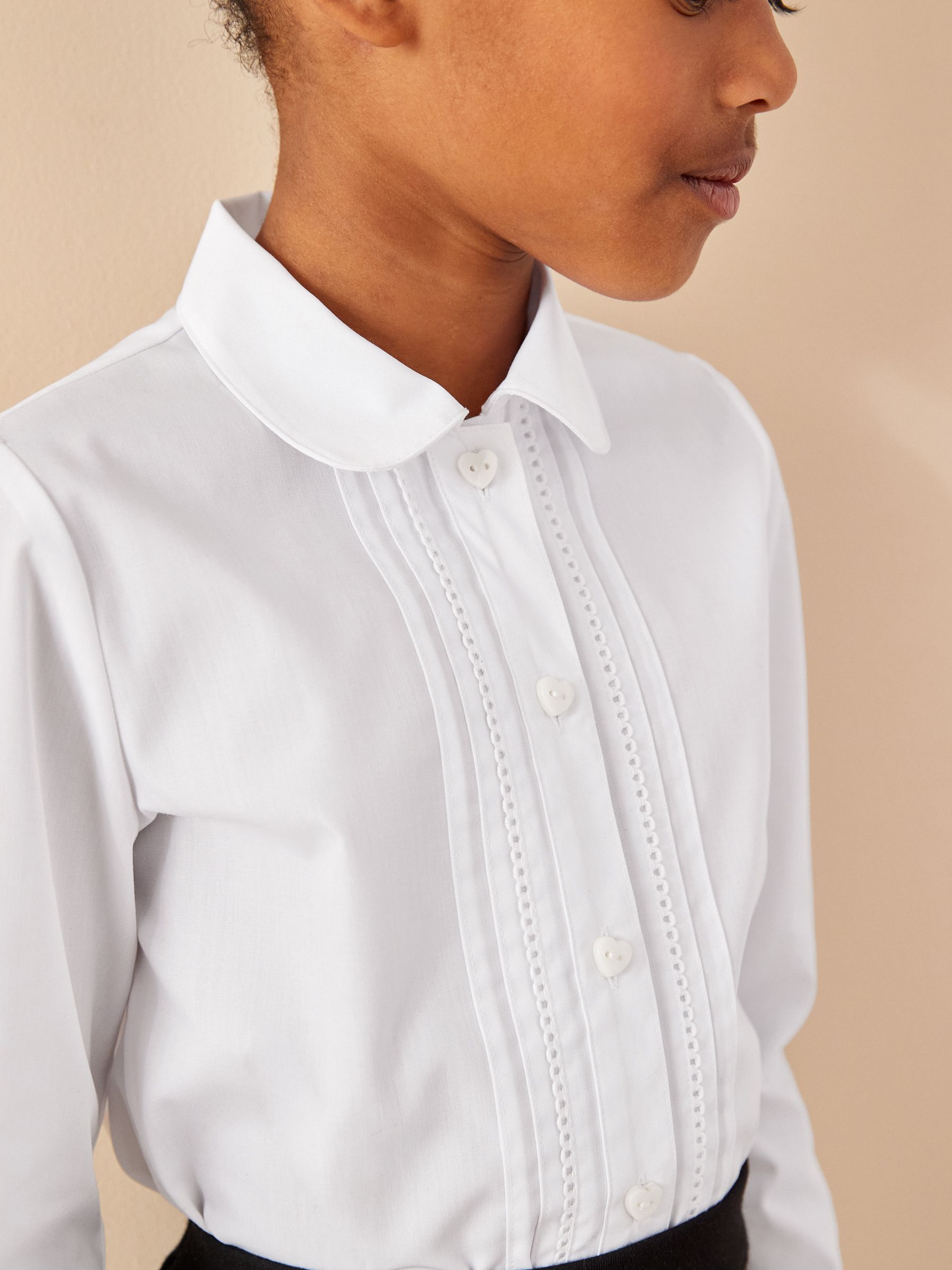 Buy White Long Sleeve Lace Trim School Blouse (3-14yrs) from the Next ...