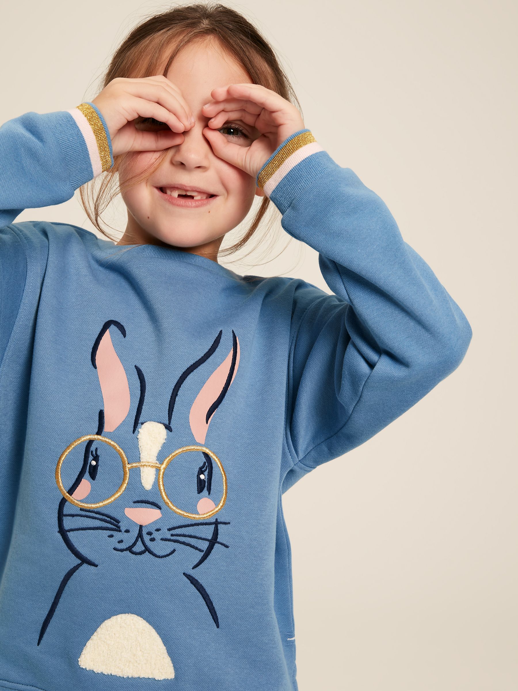 Buy Joules Girls' Mackenzie Blue Rabbit Embroidered Artwork Crew Neck ...