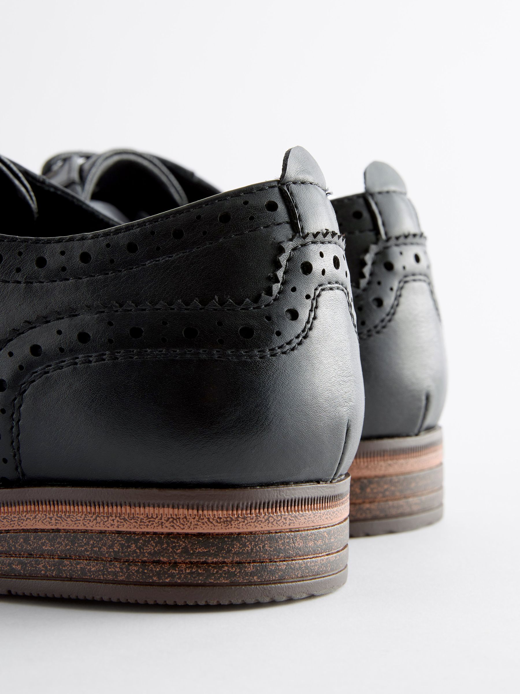 Buy Black Texture Detail Double Wing Brogue Shoes from the Next UK ...