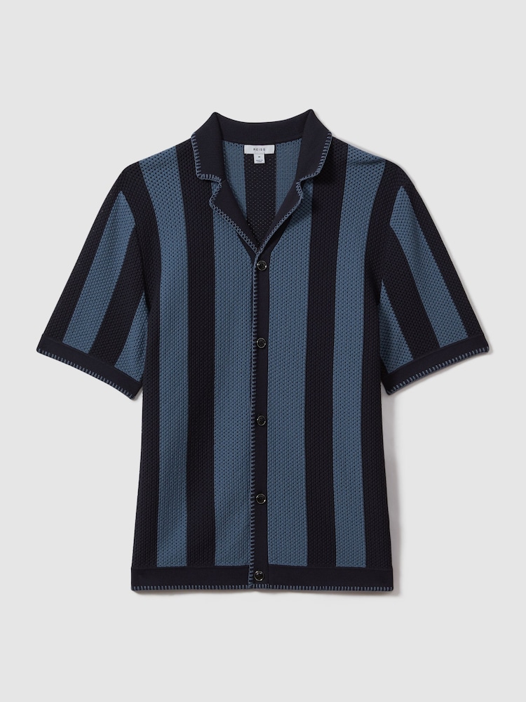 Buy Reiss Navy/Blue Naxos Knitted Cuban Collar Shirt from the Next UK ...