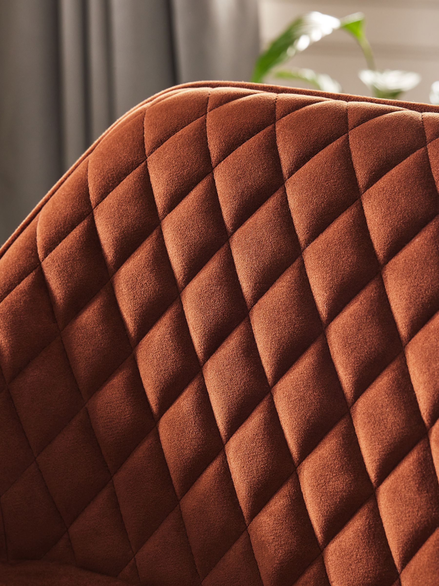 Buy Soft Velvet Rust Brown Hamilton Quilted Kitchen Bar Stool from the ...