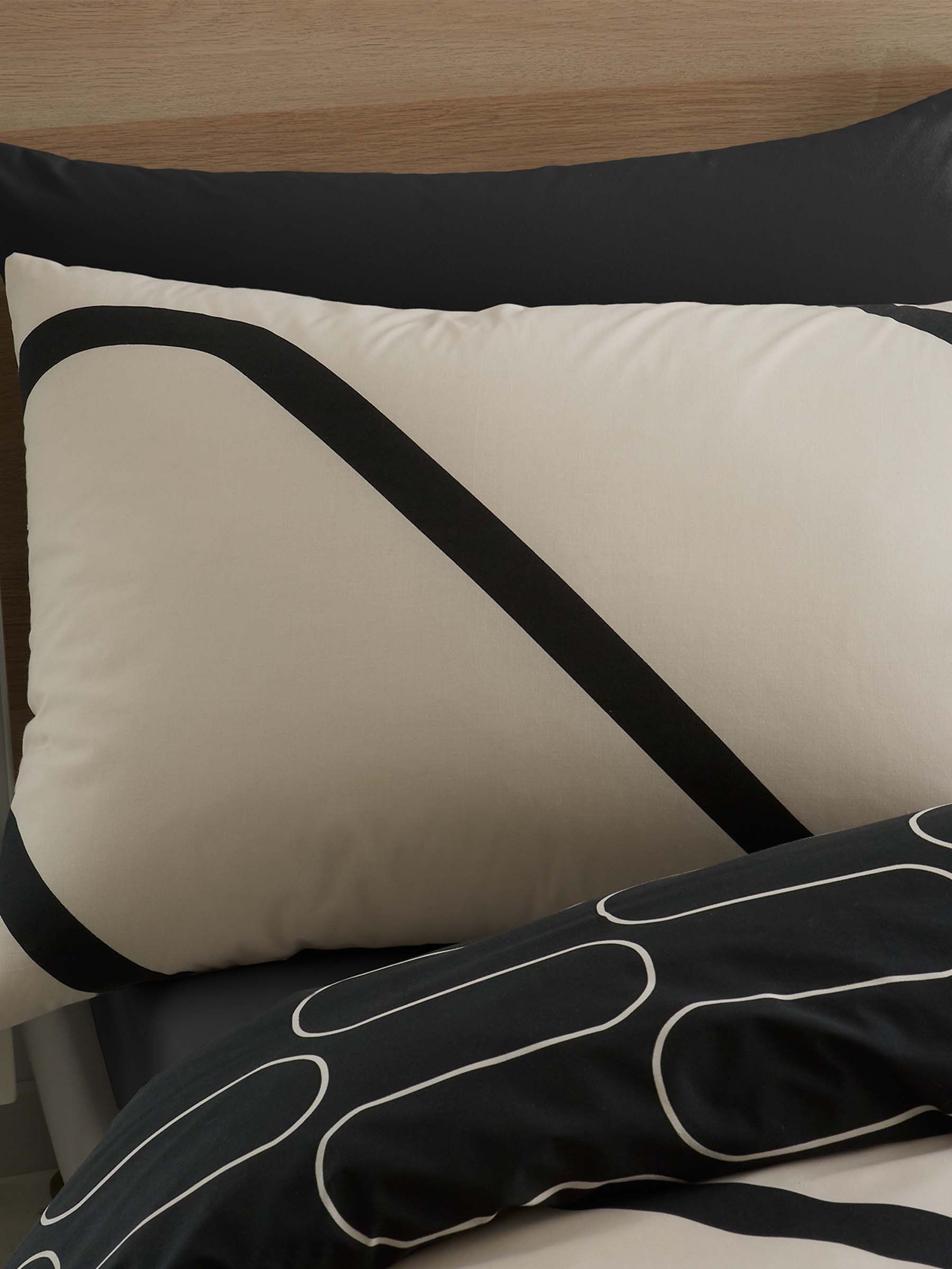 Buy Catherine Lansfield Natural Linear Curve Geo Duvet Cover Set from ...
