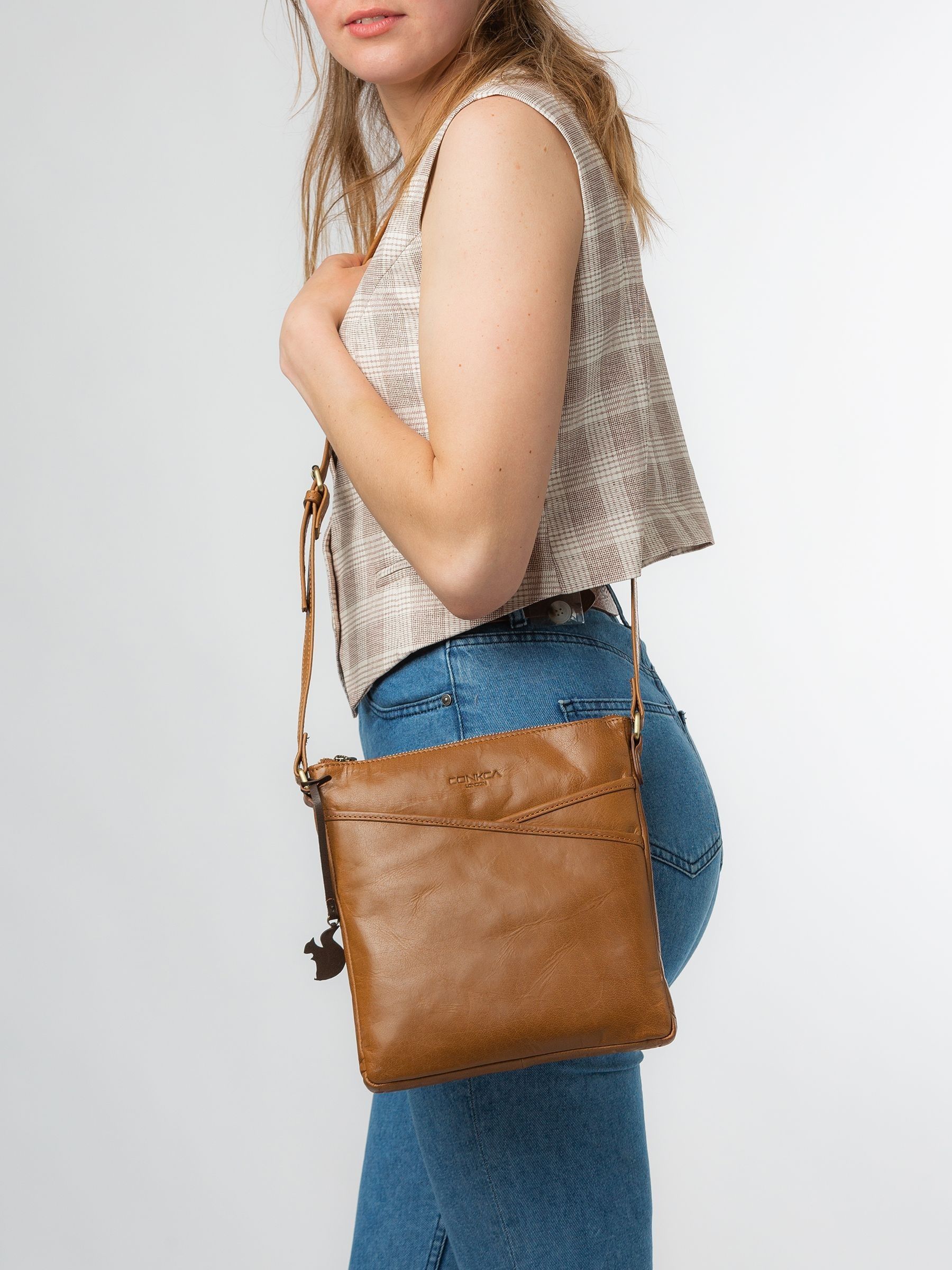Buy Conkca Dark Tan Avril Leather Cross-Body Bag from the Next UK ...
