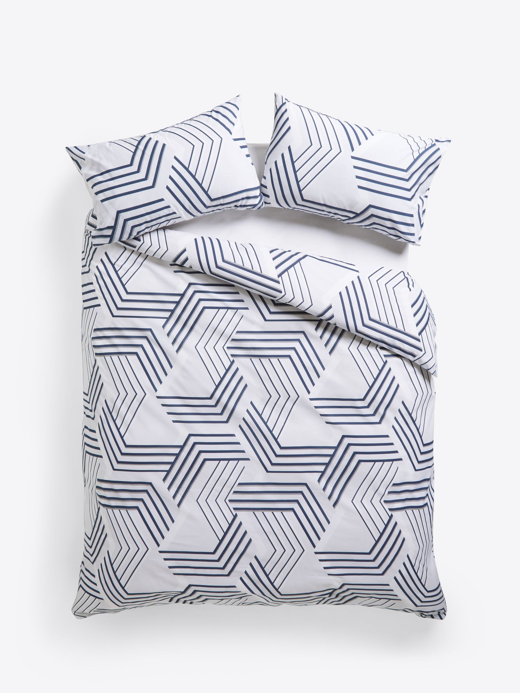 Buy 2 Pack Navy Geo Reversible Duvet Cover and Pillowcase Set from Next ...