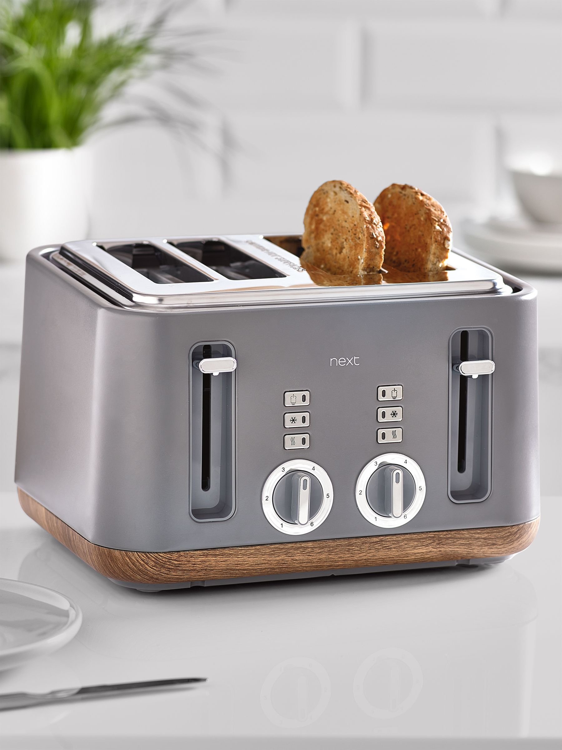 Buy Grey Bronx Wood Effect 4 Slice Toaster from the Next UK online shop