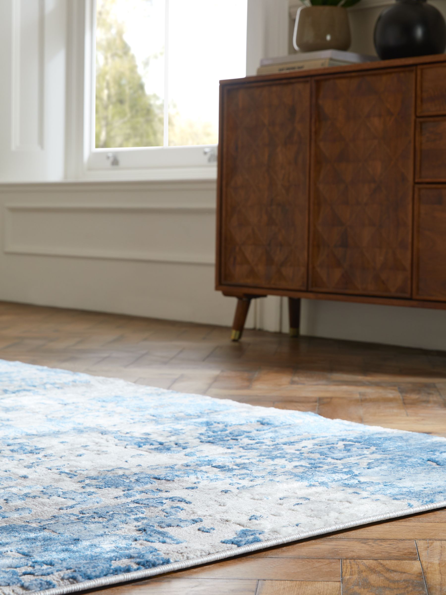 Buy Navy Blue Mica Abstract Rug from the Next UK online shop