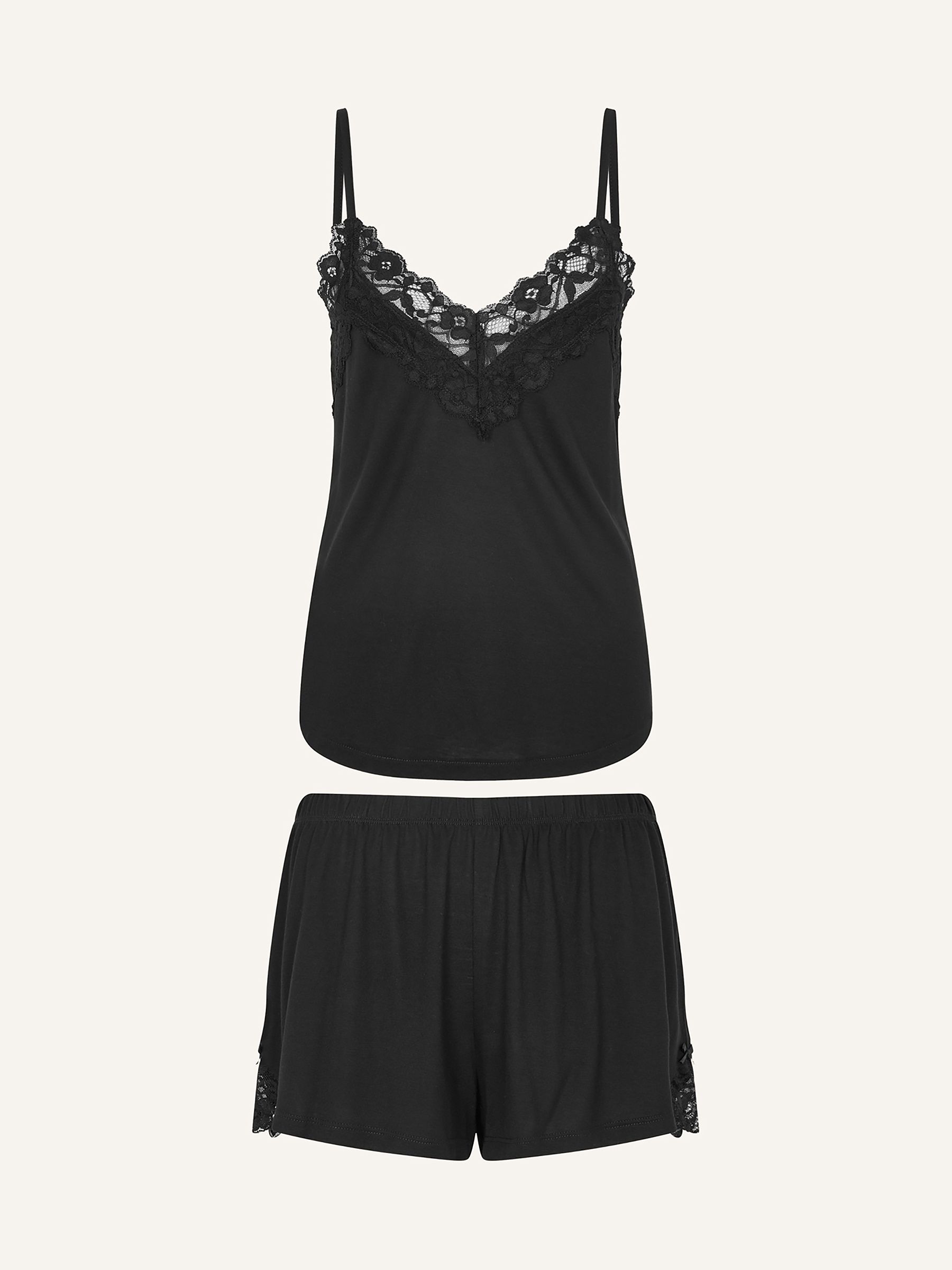 Buy Accessorize Black Lace Trim Short Pyjamas Set from the Next UK ...