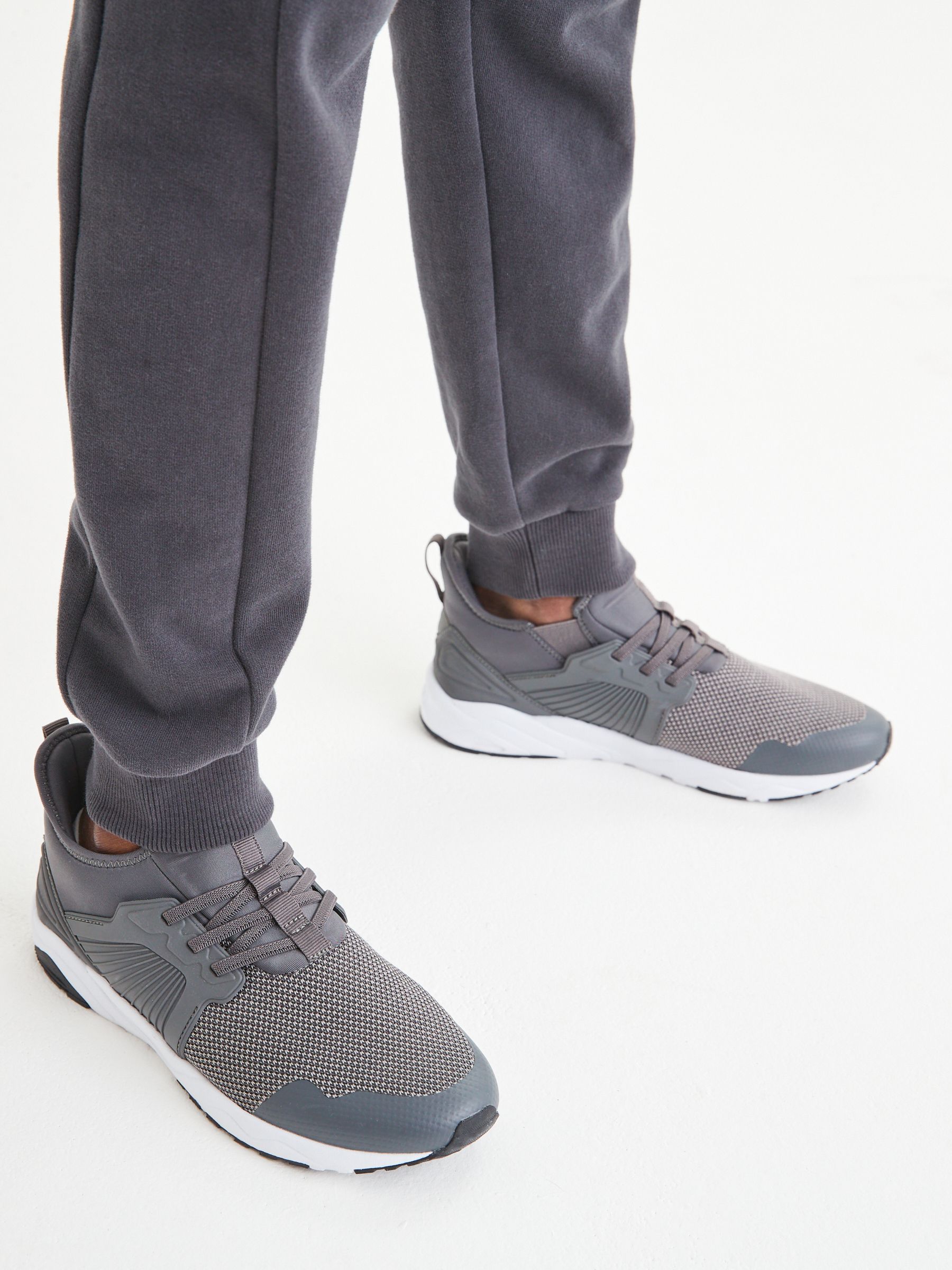 Buy Grey Mesh - Elastic Lace Trainers from Next Poland