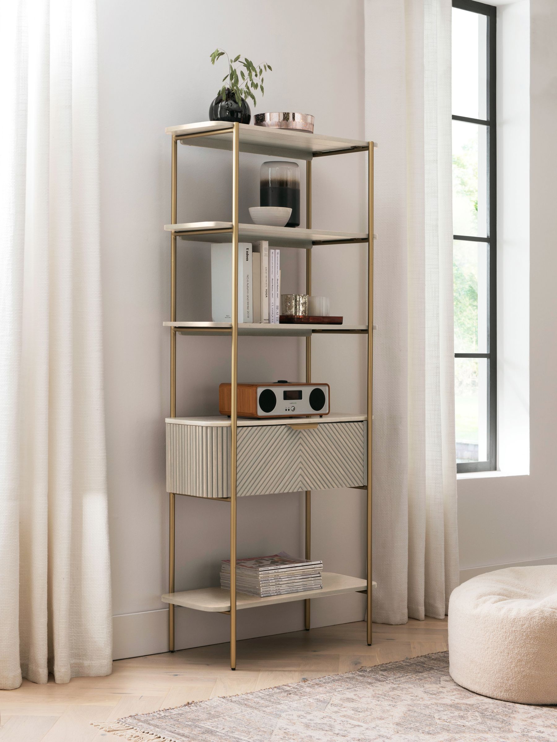 Buy Light Grey Valencia Marble Mango Wood Tall Shelf from the Next UK ...