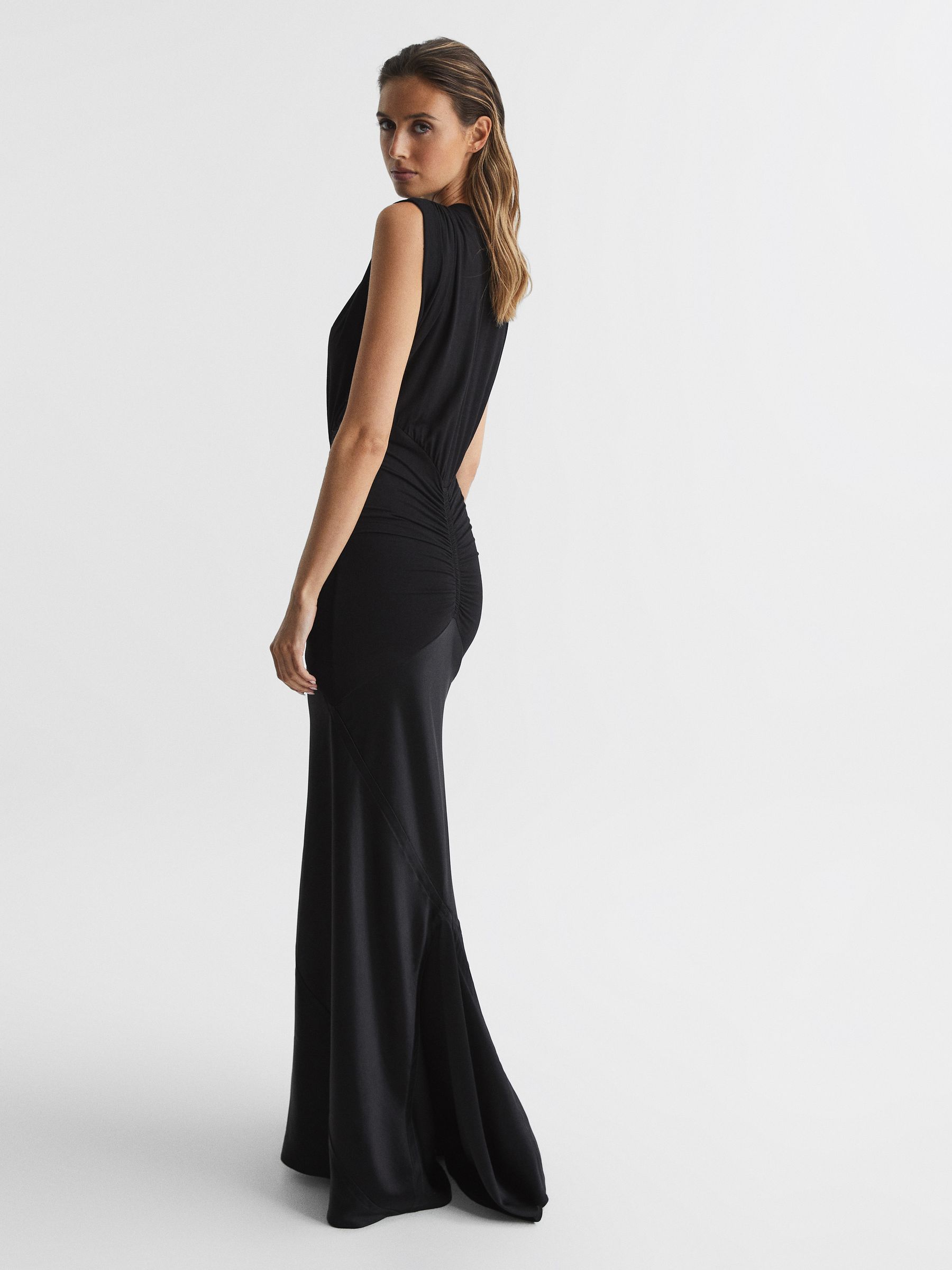 Buy Reiss Black Noa Jersey Satin Maxi Dress from the Next UK online shop