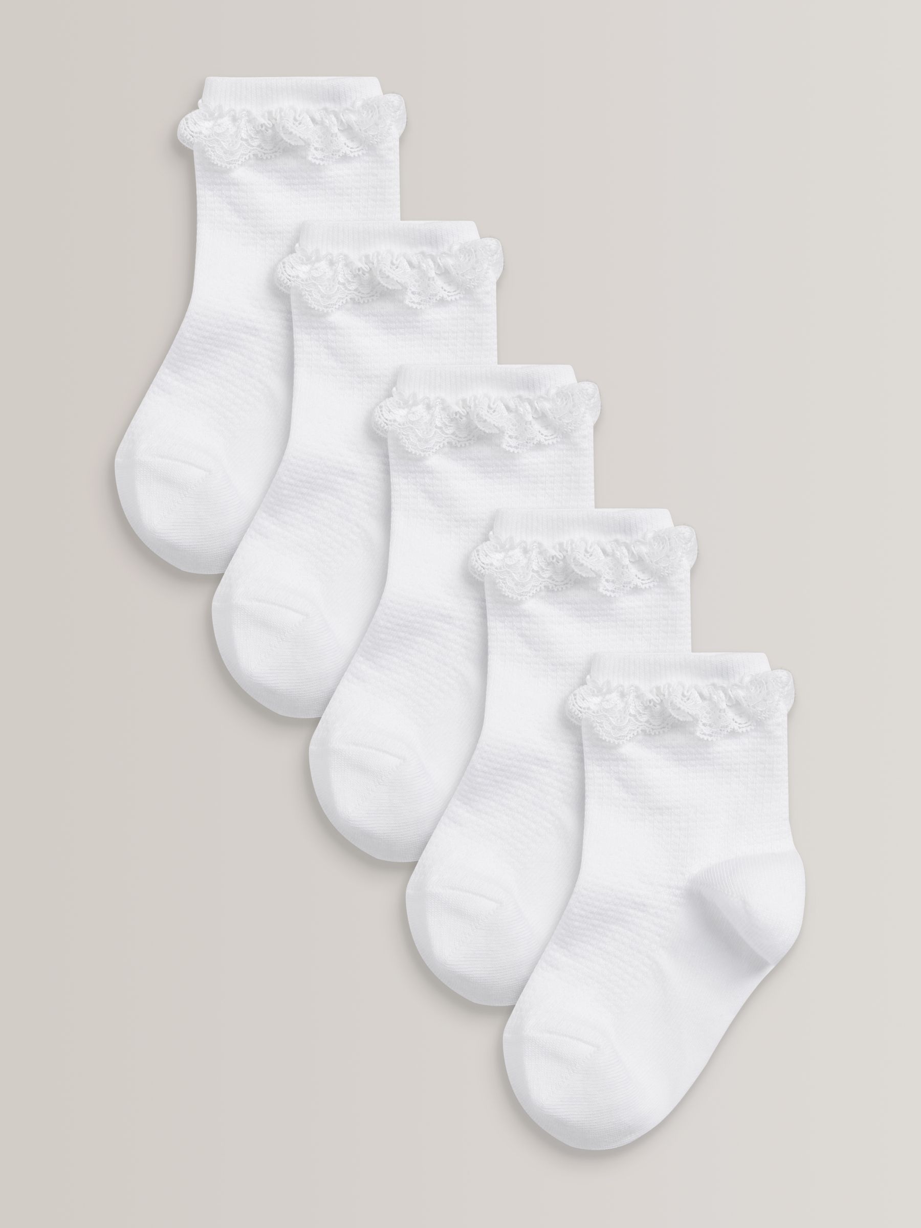 Buy White 5 Pack Cotton Rich Ruffle Ankle Socks from the Next UK online ...