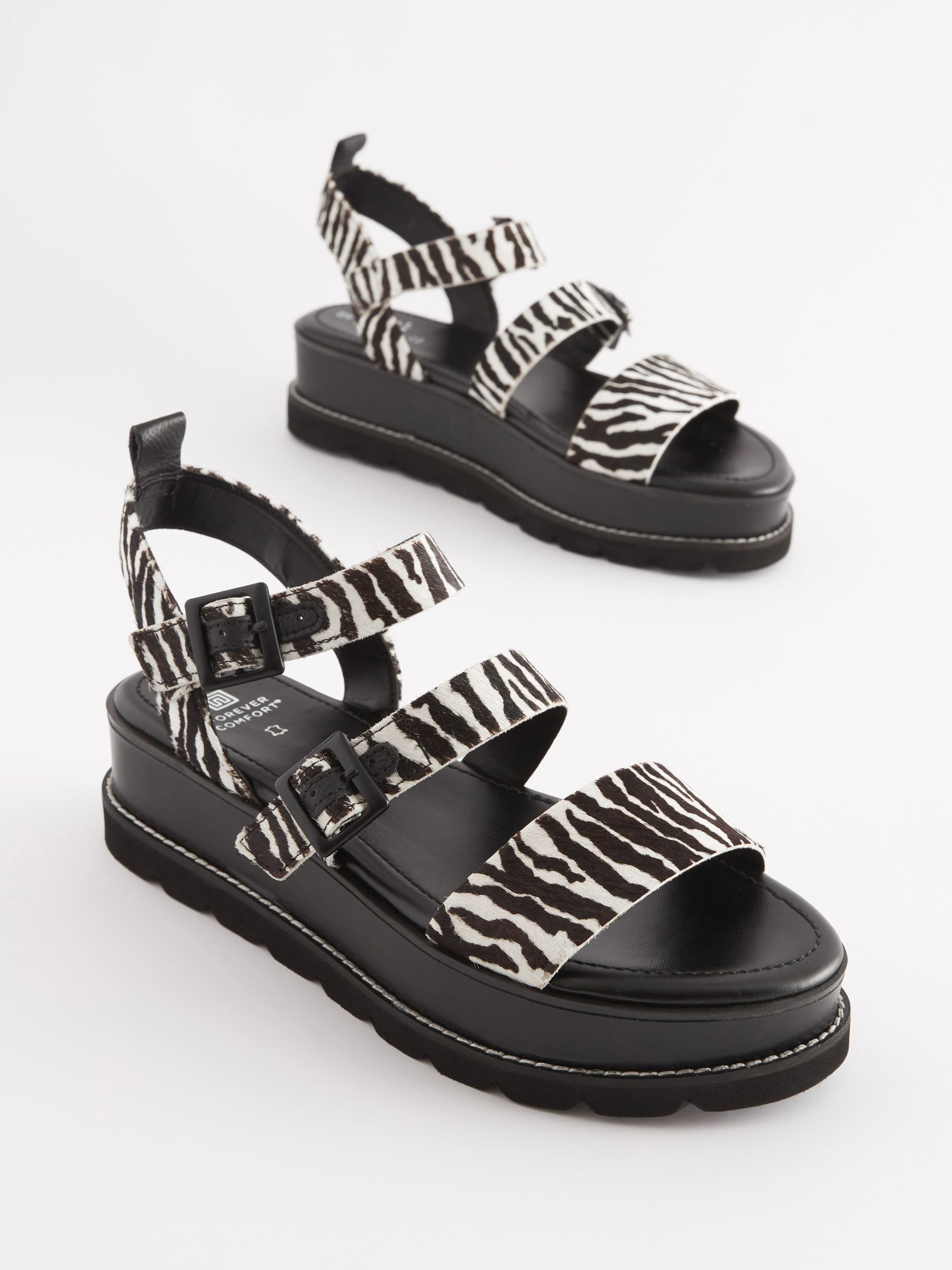 Buy Zebra Print Forever Comfort® Chunky Flatform Sandals from the Next ...