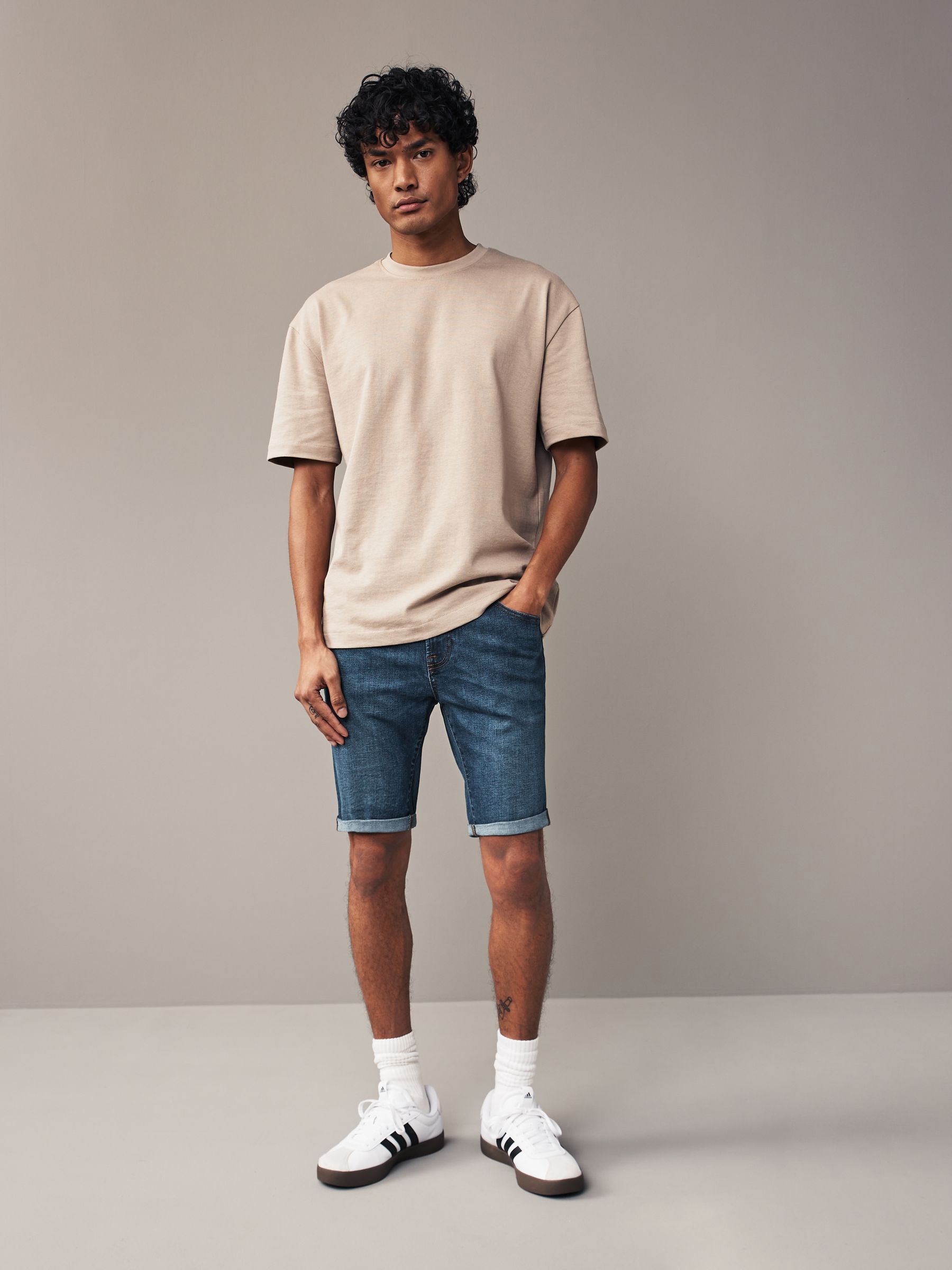 Buy Mid Blue Skinny Fit Stretch Denim Shorts from the Next UK online shop