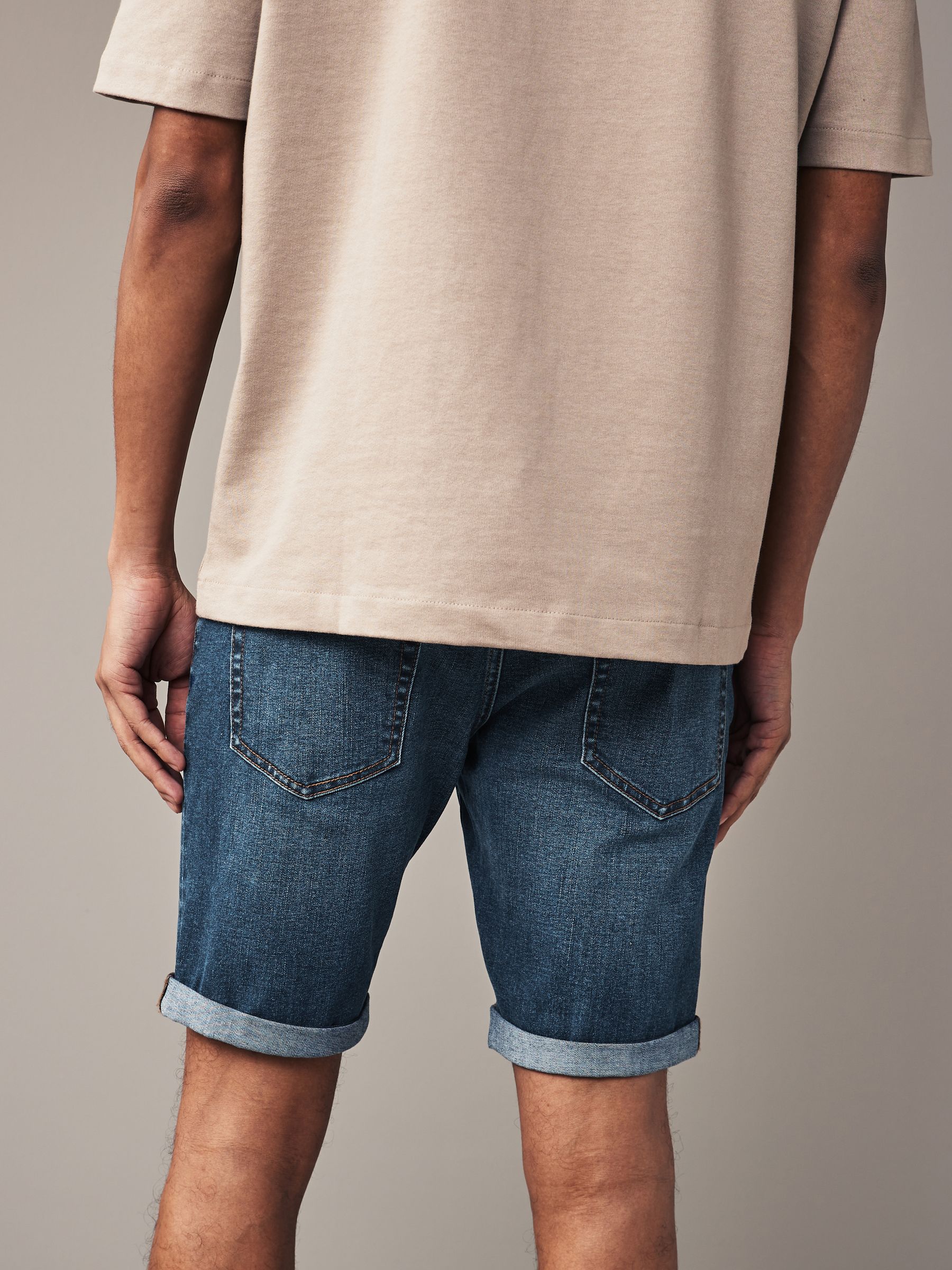 Buy Mid Blue Skinny Fit Stretch Denim Shorts from the Next UK online shop