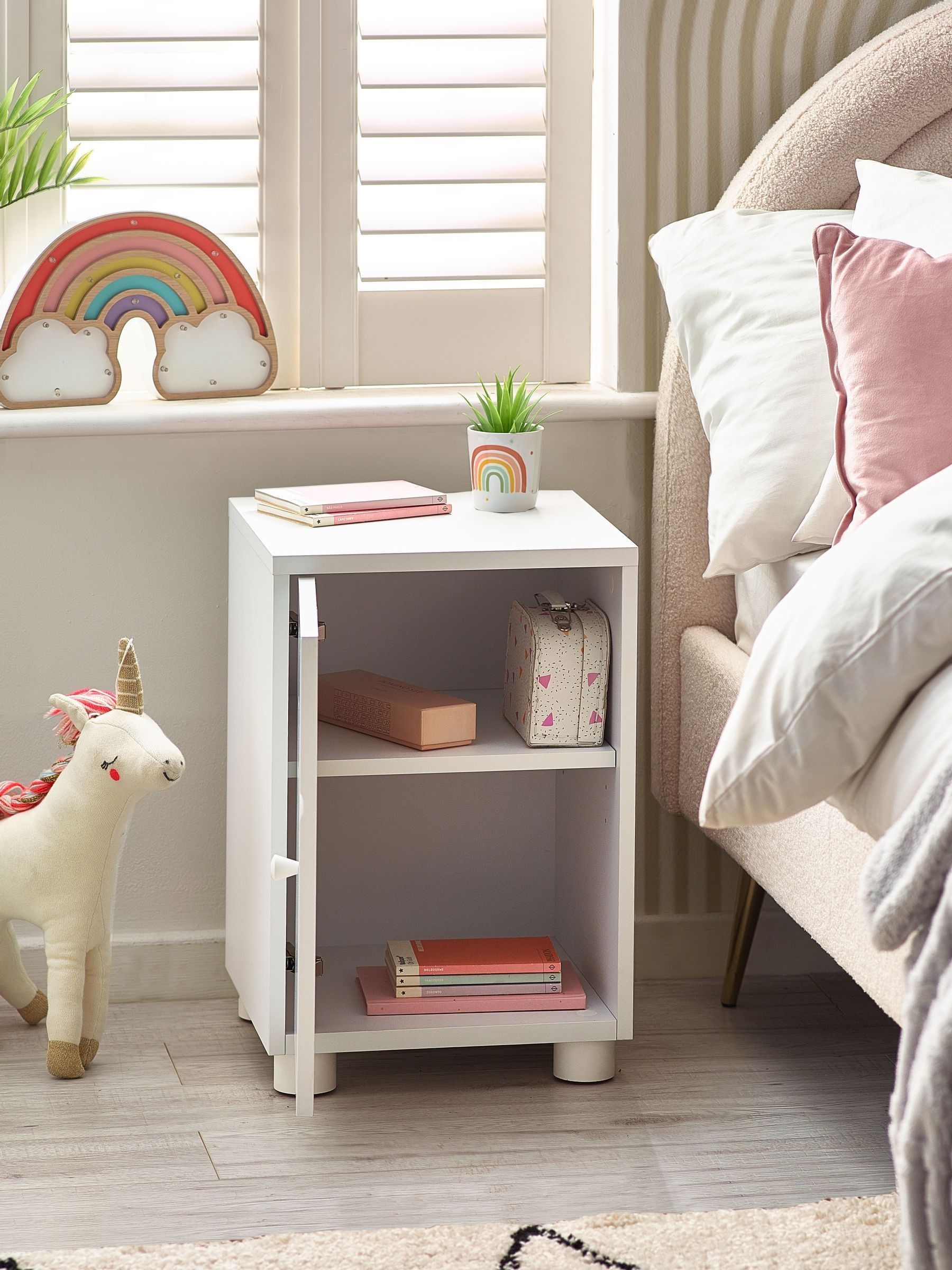 Buy White Rainbow Kids Wooden Bedside Table from the Next UK online shop