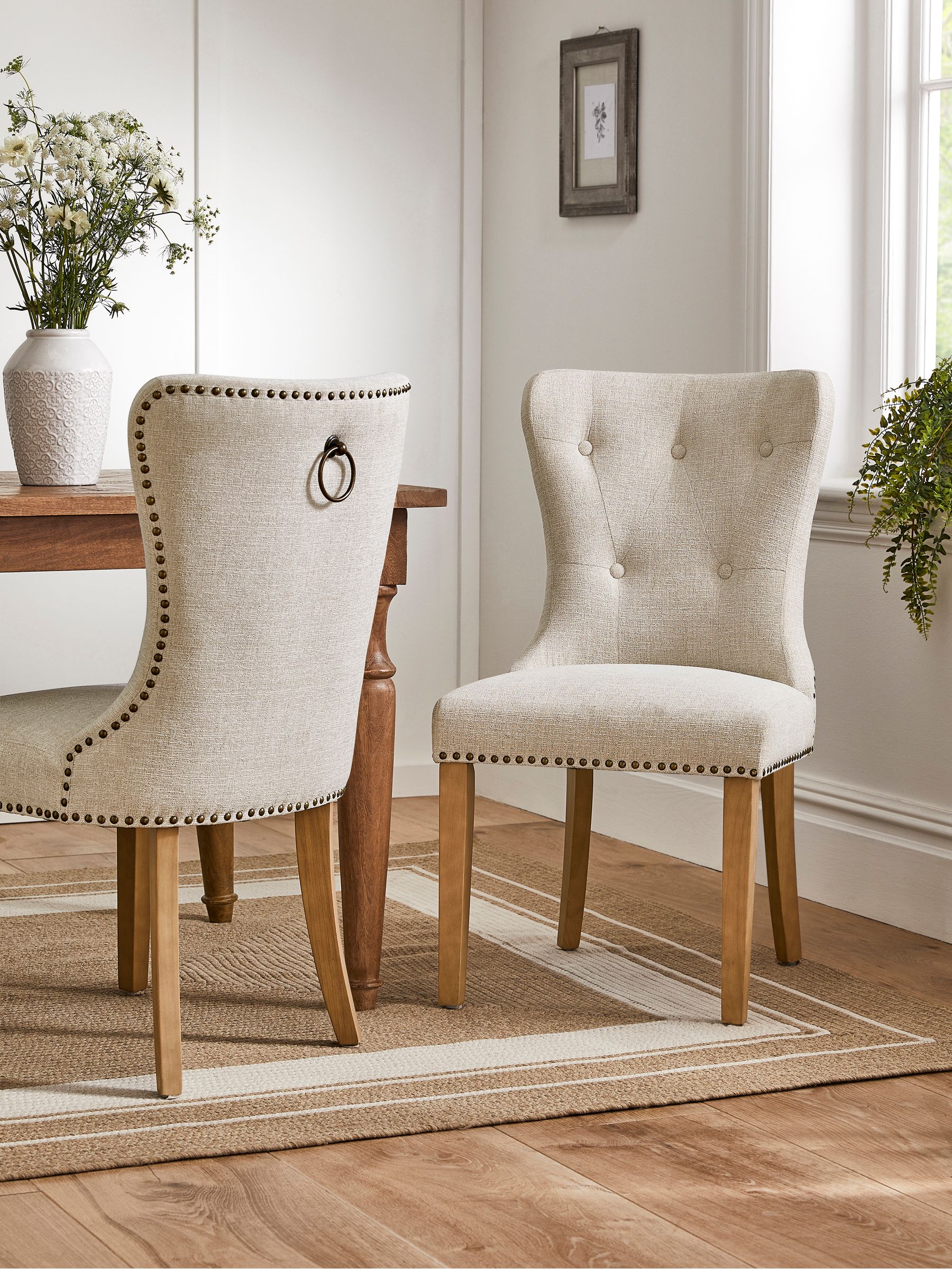 Buy Set of 2 Tweedy Plain Light Natural Blair Light Wood Leg Button ...