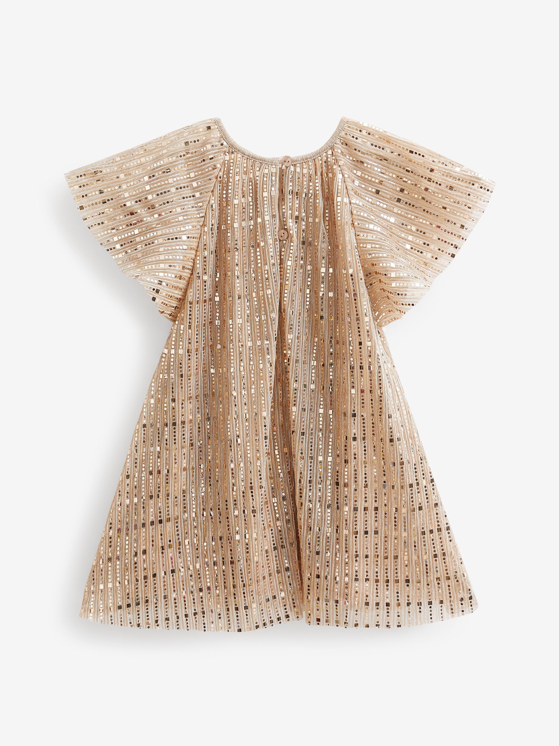Buy Gold Sequin Party Angel Sleeve Dress (3mths-10yrs) from Next Ireland