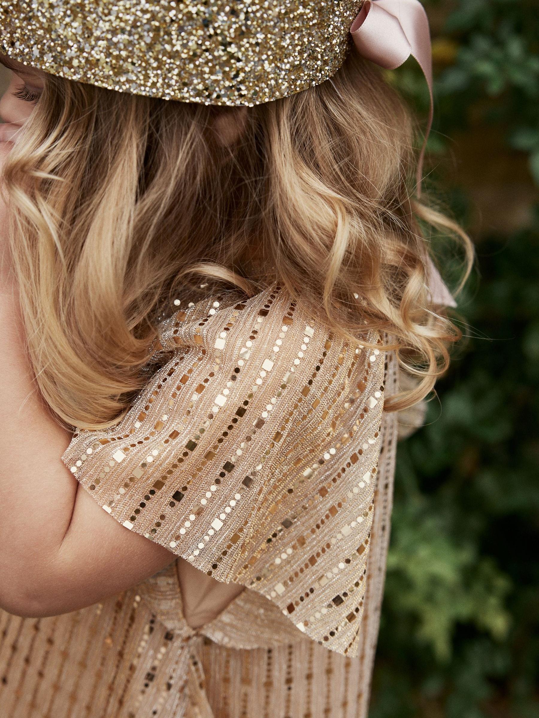 Buy Gold Sequin Party Angel Sleeve Dress (3mths-10yrs) from Next Ireland