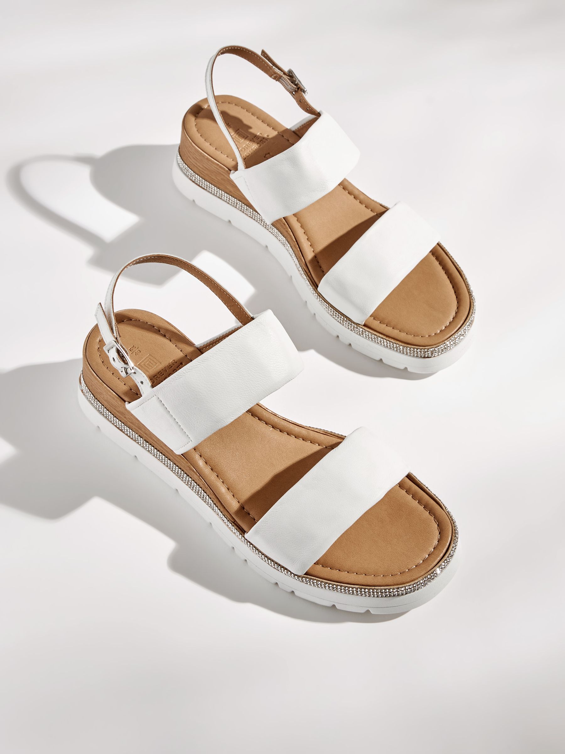 Buy White Standard/Wide Fit Forever Comfort® Leather Sport Bling Wedges ...