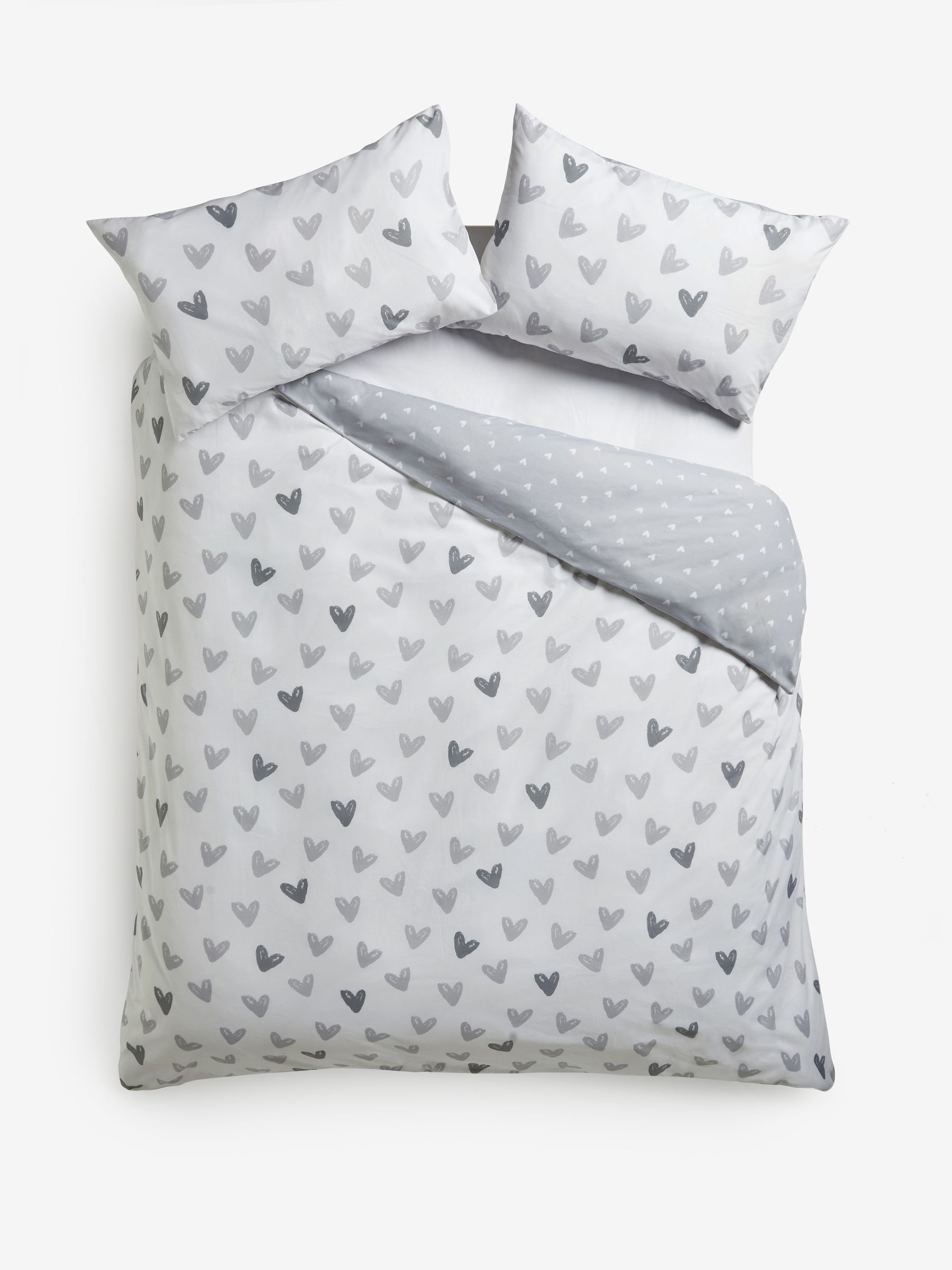 Buy Grey Heart Reversible Duvet Cover and Pillowcase Set from the Next ...