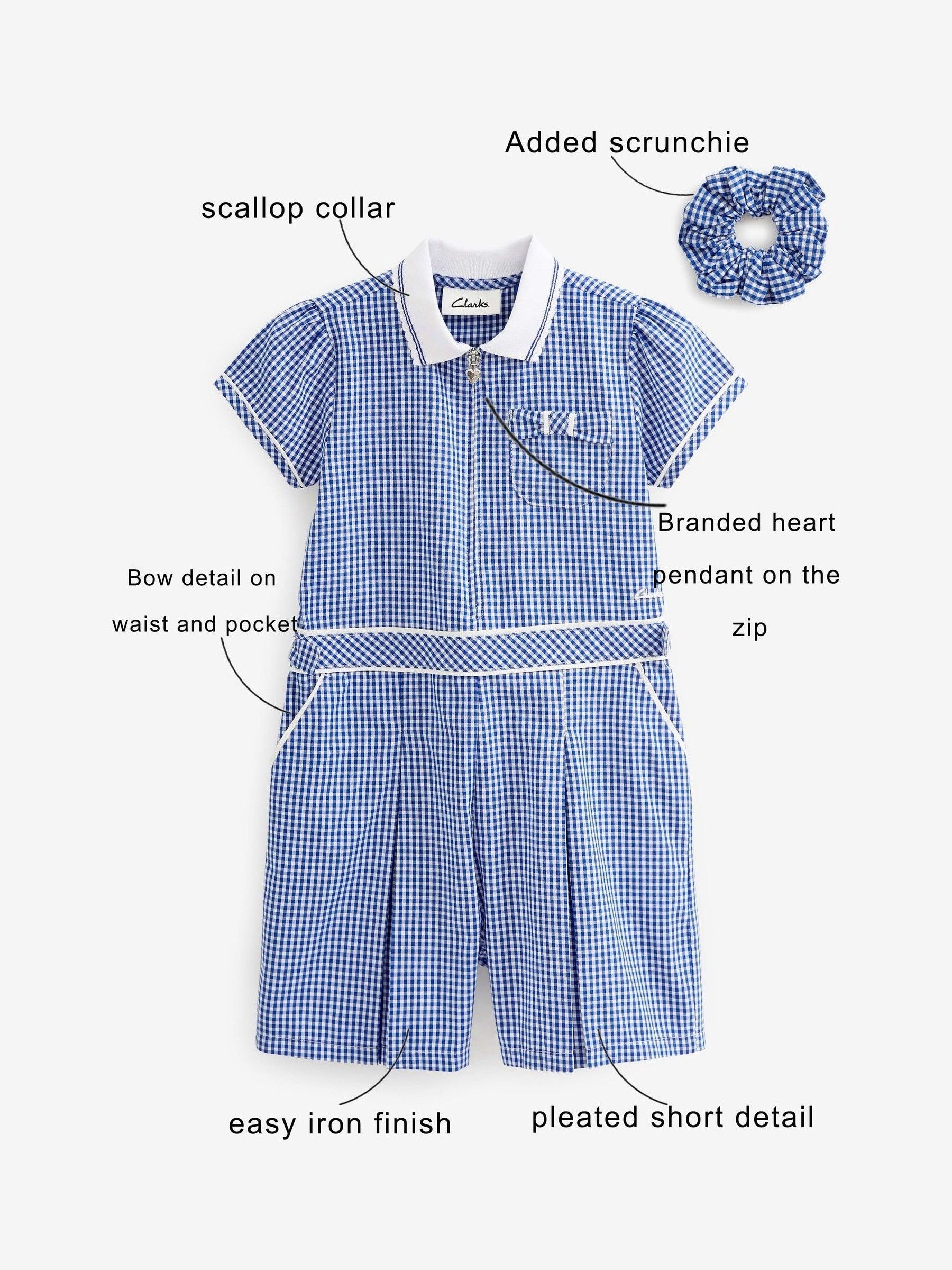 Buy Clarks Blue Gingham School Playsuit from the Next UK online shop
