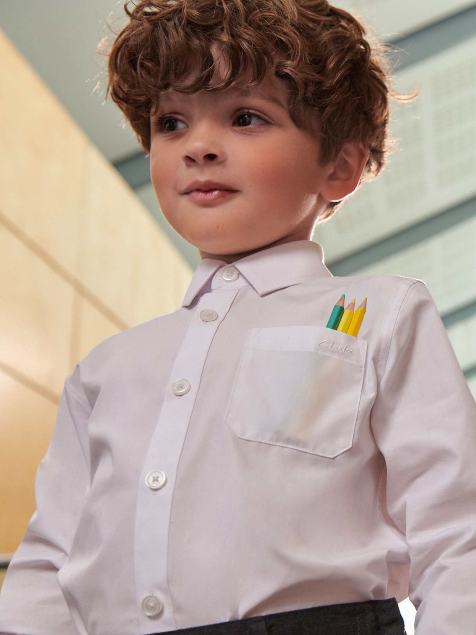 Buy Clarks White Long Sleeve Clarks Boys School Shirts 2 Pack from the ...