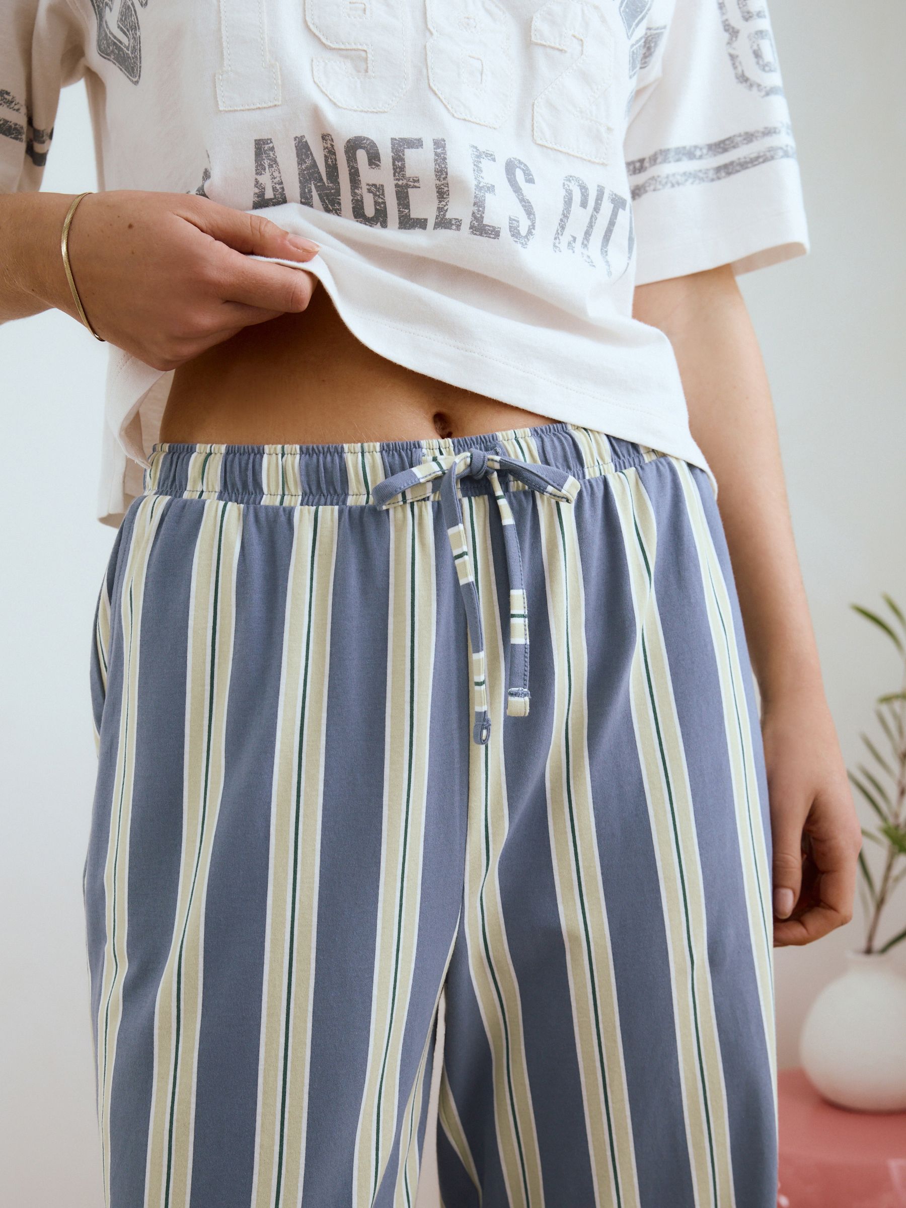 Buy Blue Green Stripe 100% Cotton Short Sleeve Pyjamas from the Next UK ...