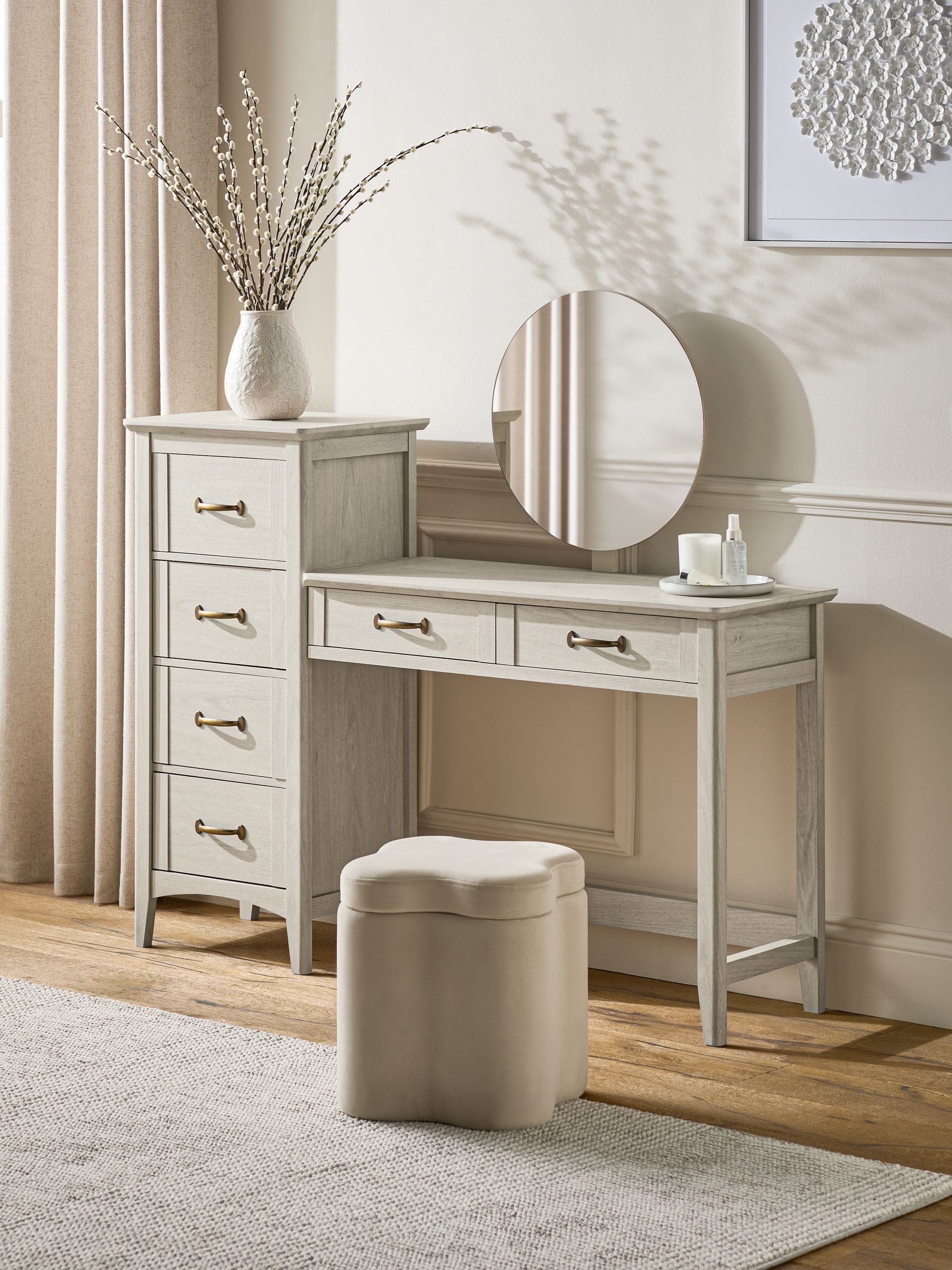 Buy Grey Oakham Oak Effect 6 Drawer Wide Console Dressing Table from ...
