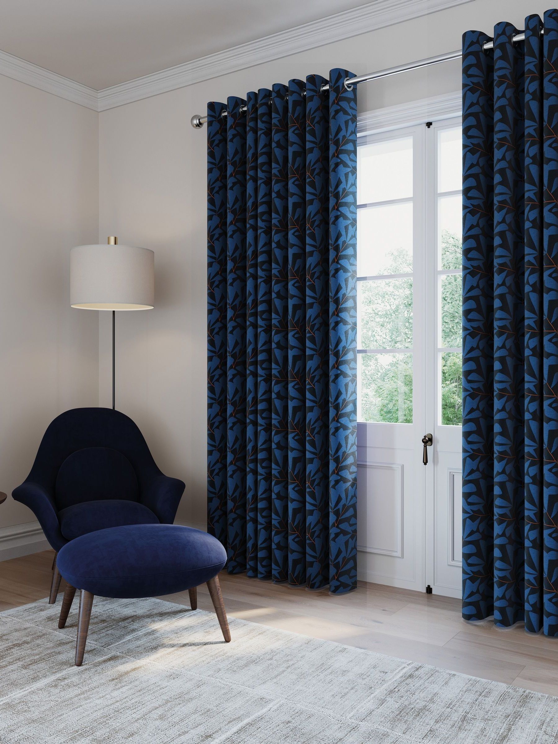 Buy Helena Springfield Blue Leni Lined Eyelet Curtains from the Next UK ...