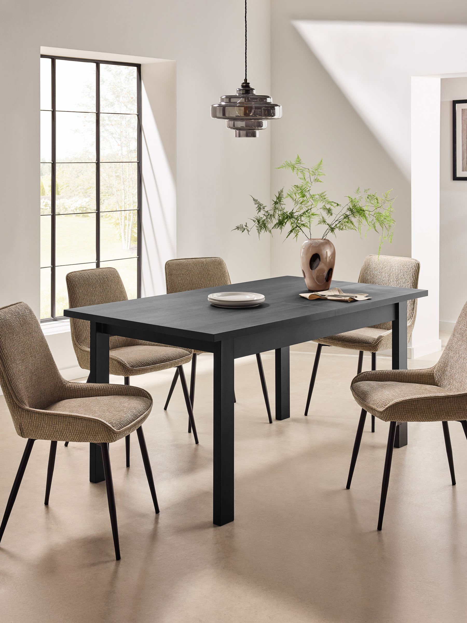 Buy Black Bronx Oak Effect Rectangle 6 to 8 Seater Extending Dining ...