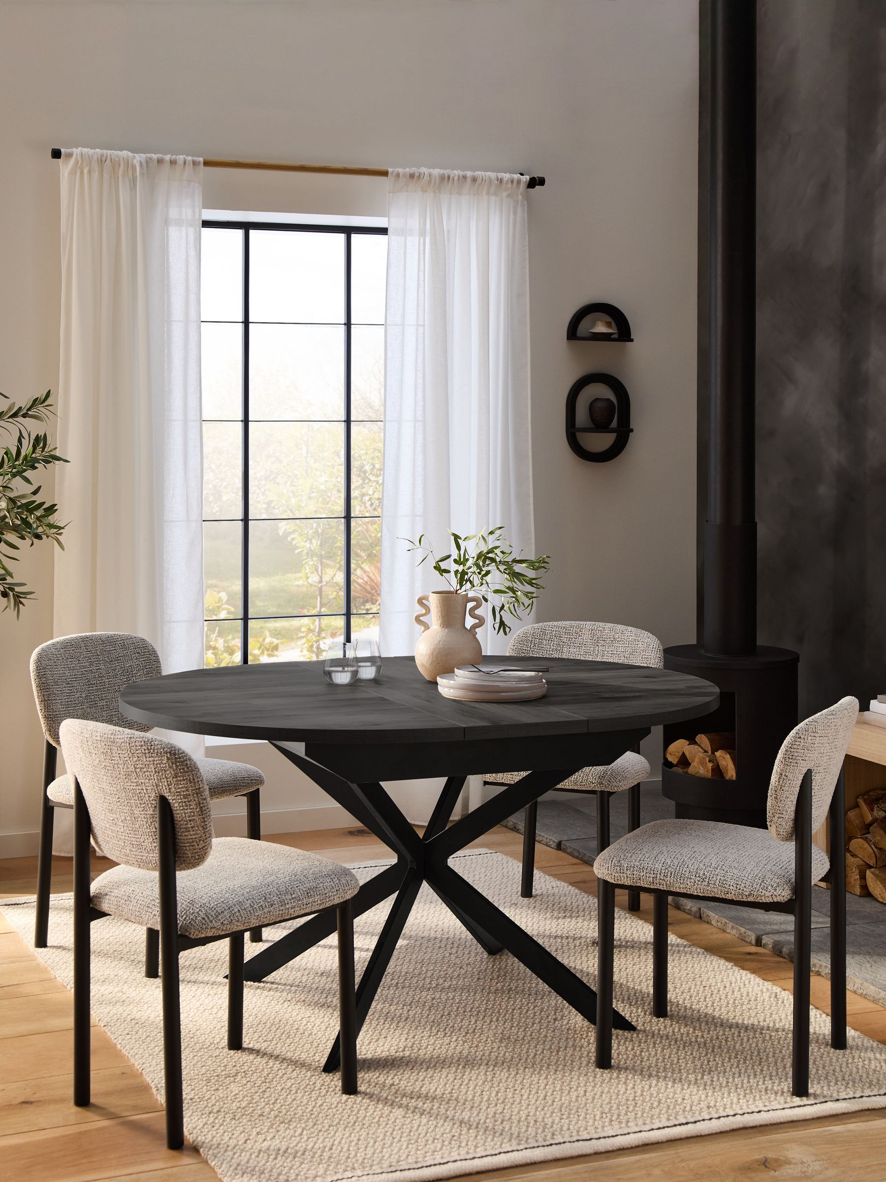 Buy Black Bronx 4 to 6 Seater Extending Round Dining Table from the ...