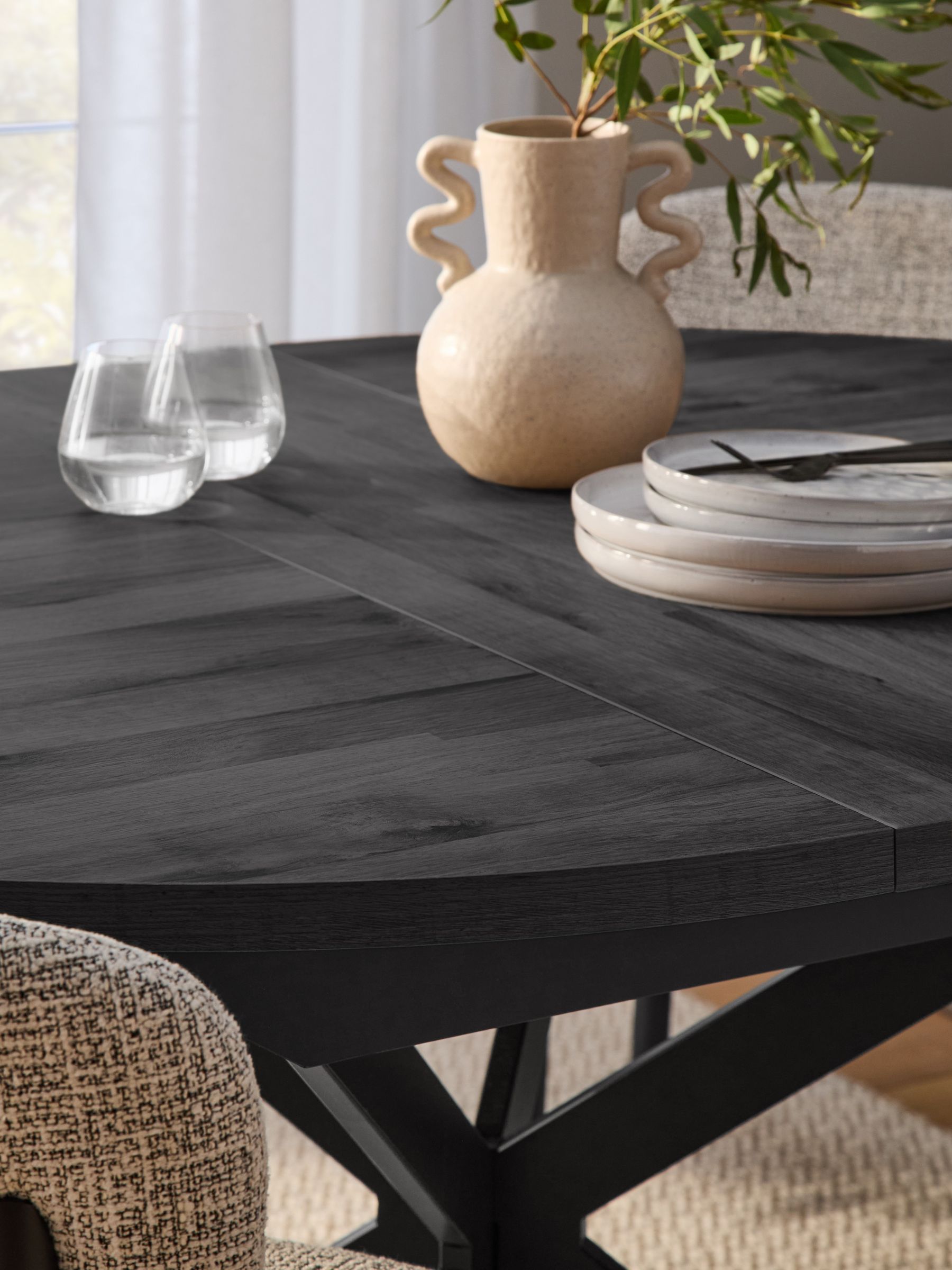 Buy Black Bronx 4 to 6 Seater Extending Round Dining Table from the ...