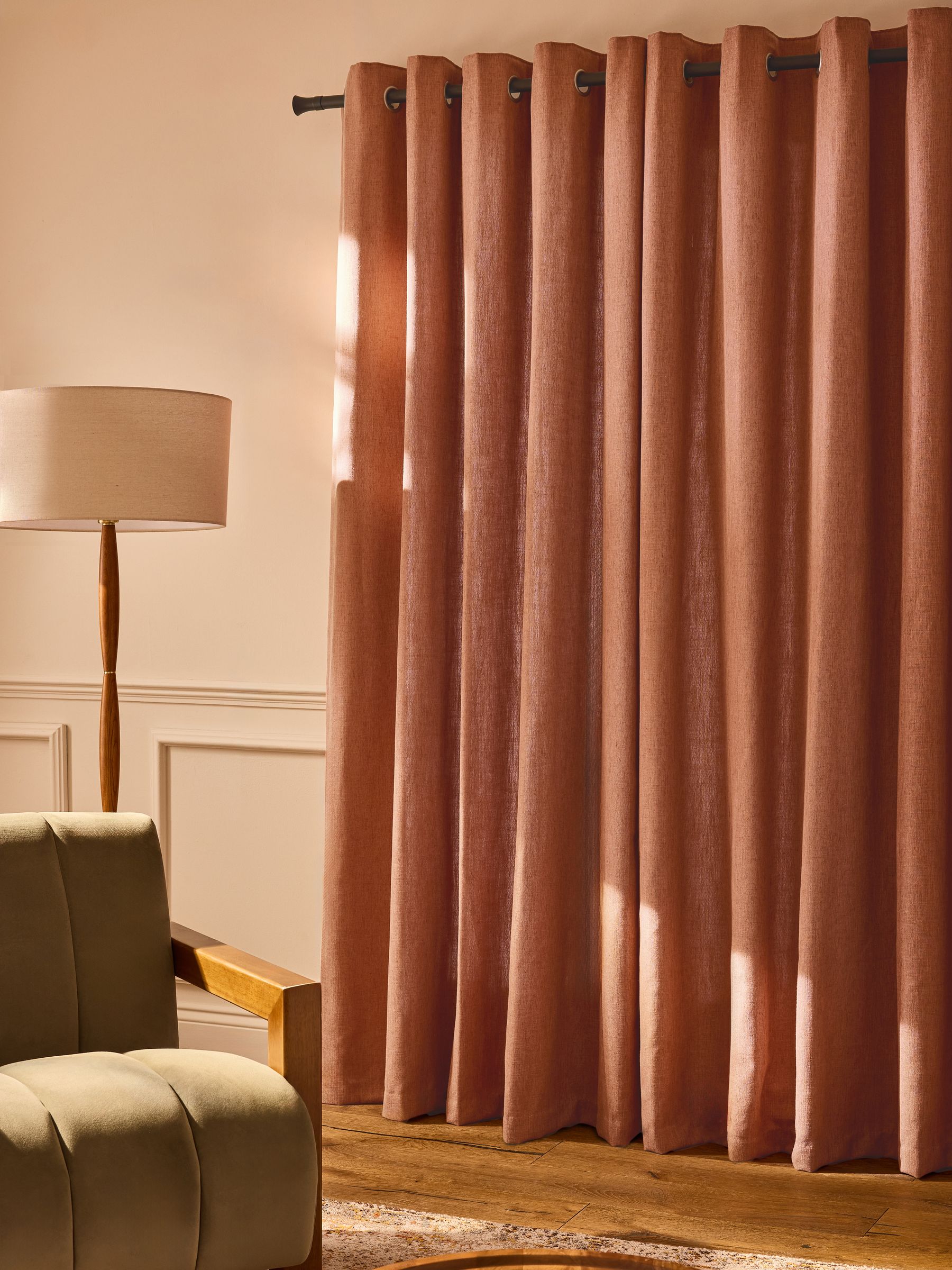 Buy Rust Brown Touch of Linen Eyelet Lined Curtains from the Next UK ...