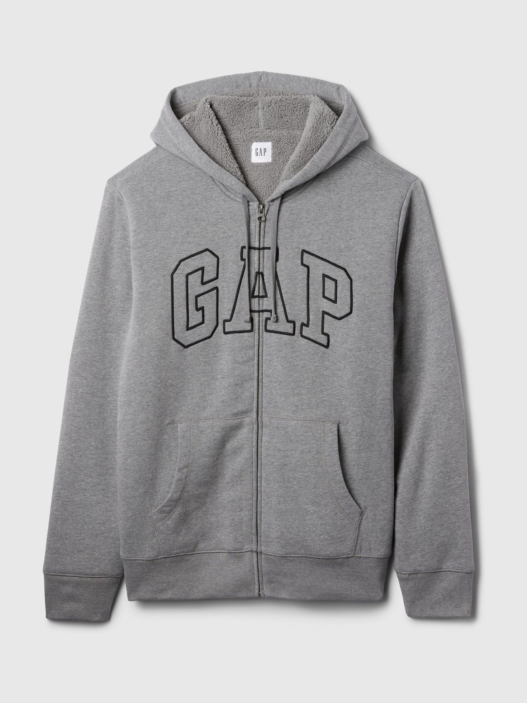 Buy Gap Light Grey Logo Sherpa-Lined Zip Up Hoodie d from the Next UK ...