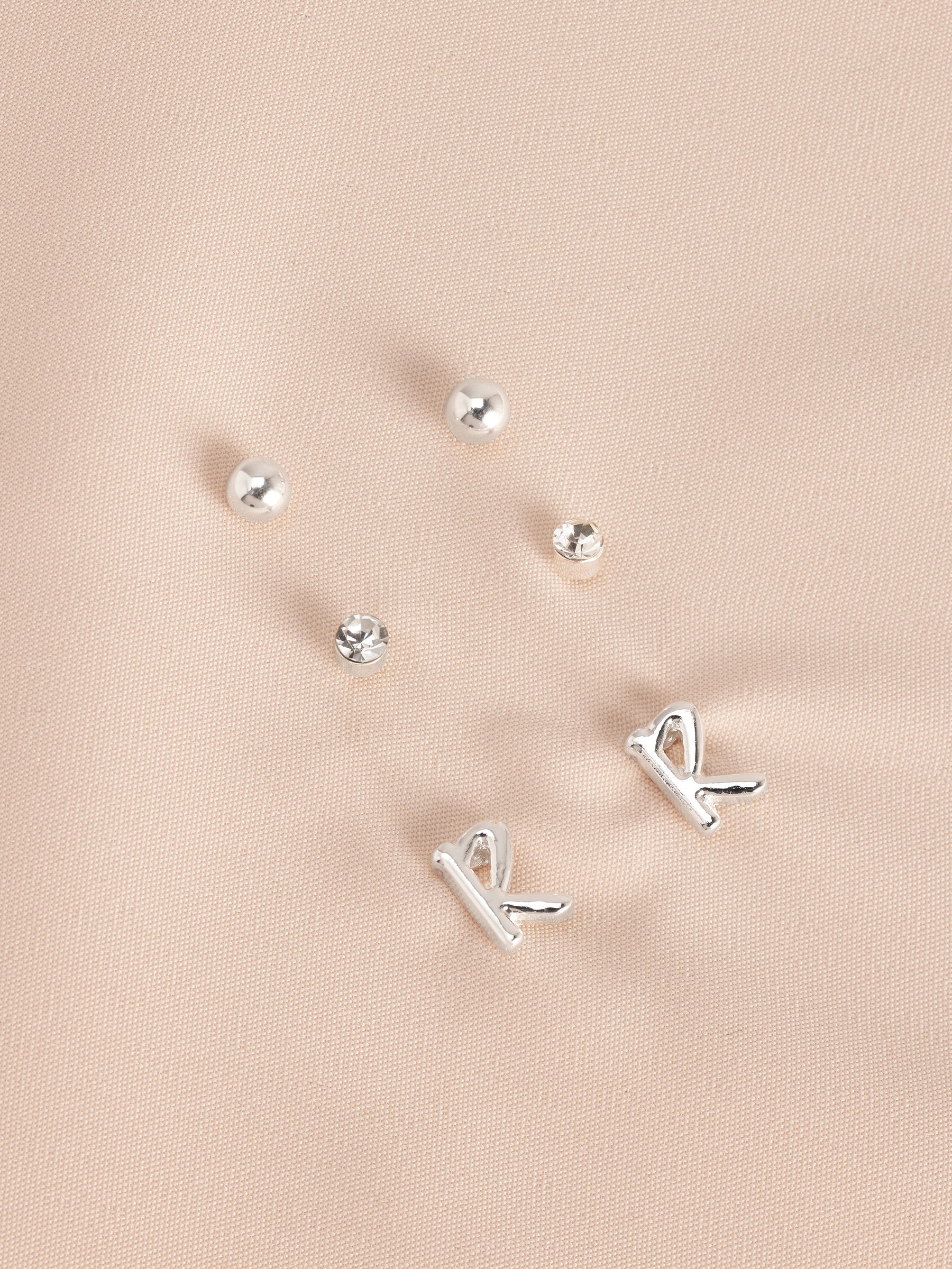 Buy Silver Tone Initial Stud Pack Earrings from the Next UK online shop