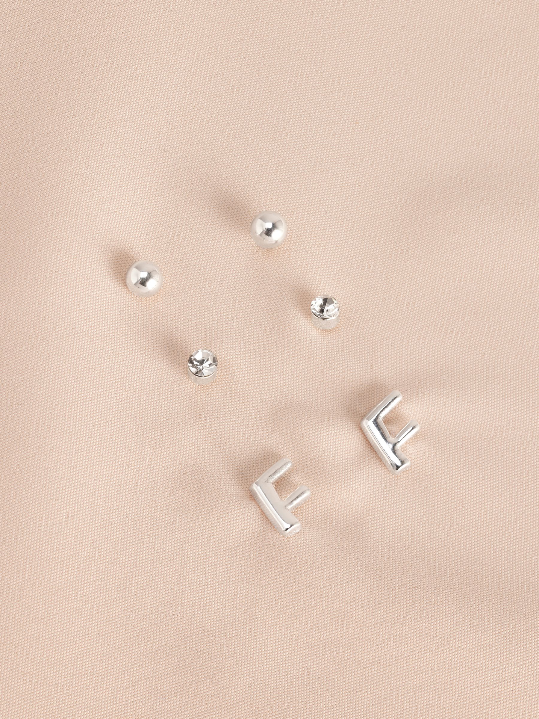 Buy Silver Tone Initial Stud Pack Earrings from the Next UK online shop