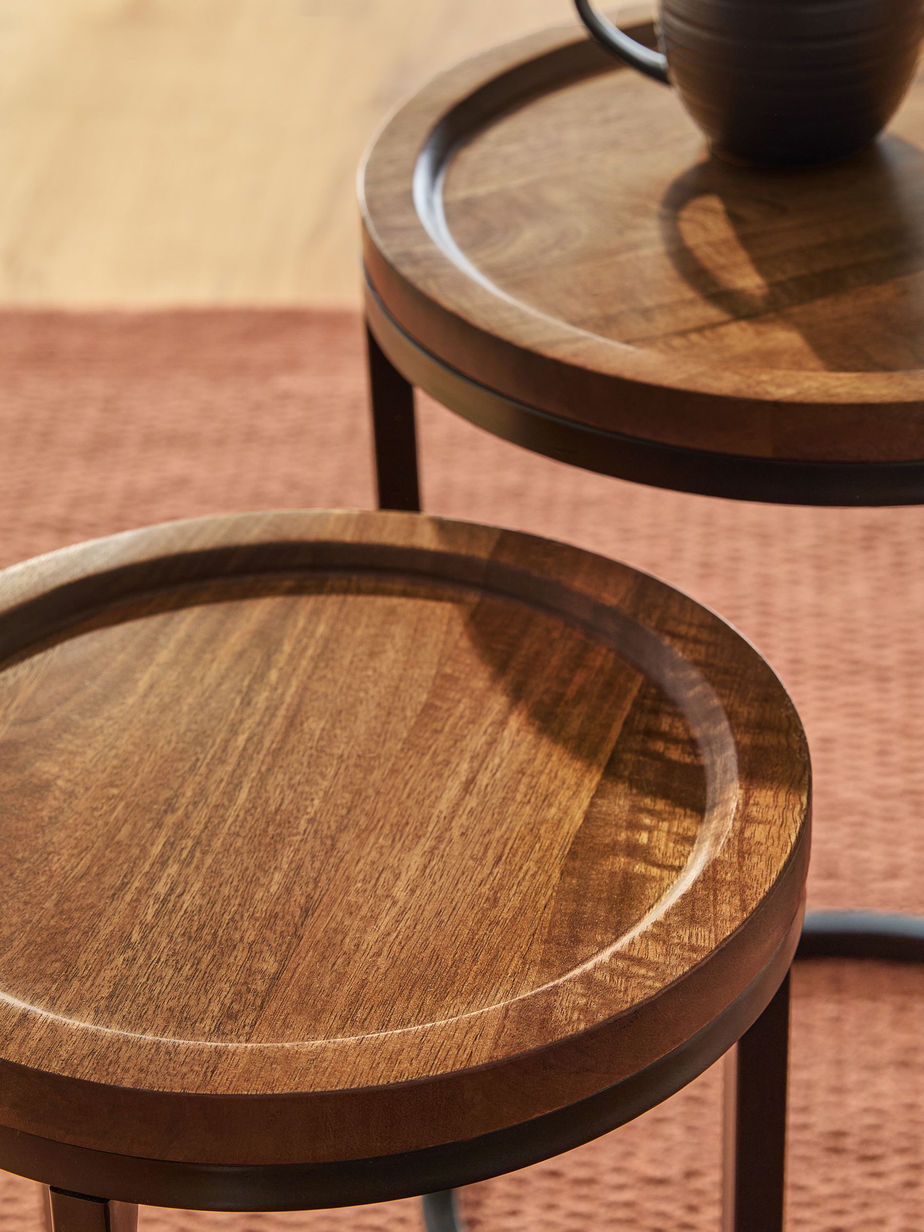 Buy Dark Valencia Mango Wood Round Set of 2 Nest of Tables from the ...