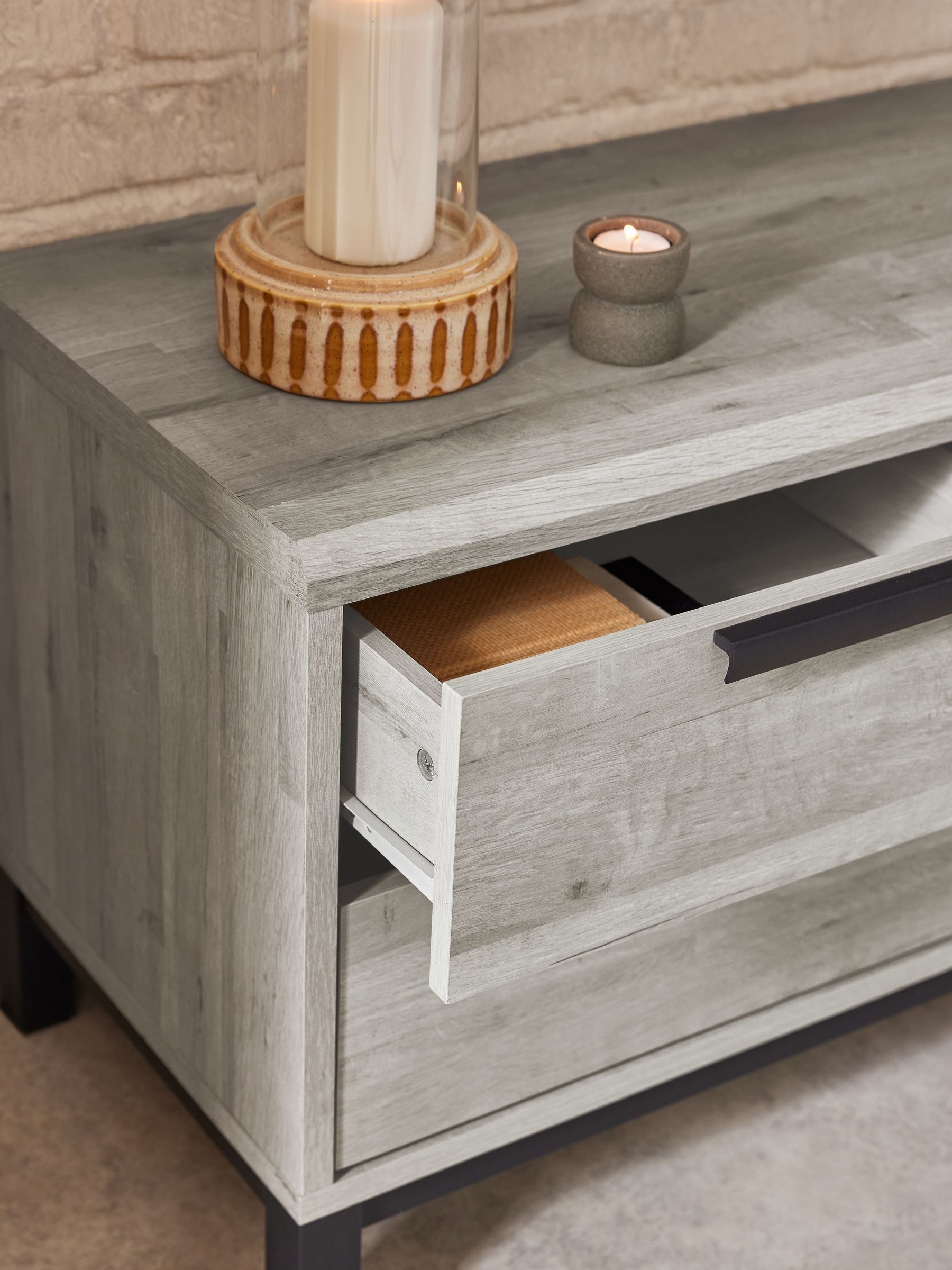 Buy Grey Bronx Up to 65 inch Oak Effect Slim TV Unit from the Next UK ...
