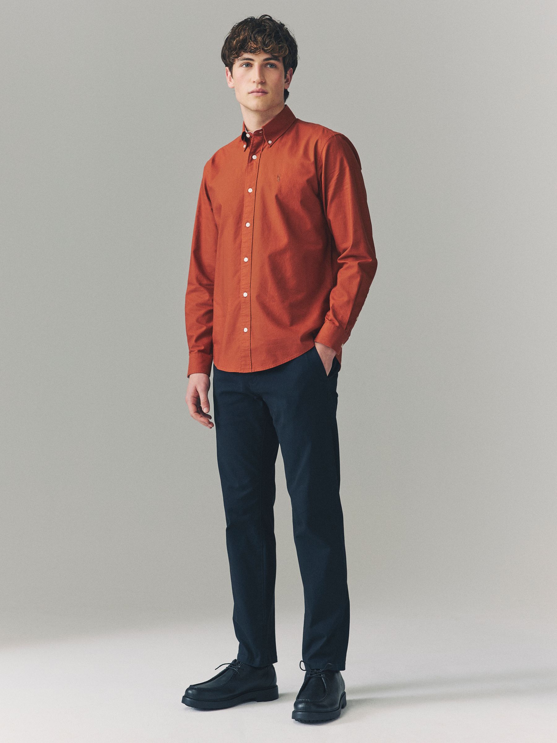 Buy Red Regular Fit Long Sleeve Oxford Shirt from the Next UK online shop