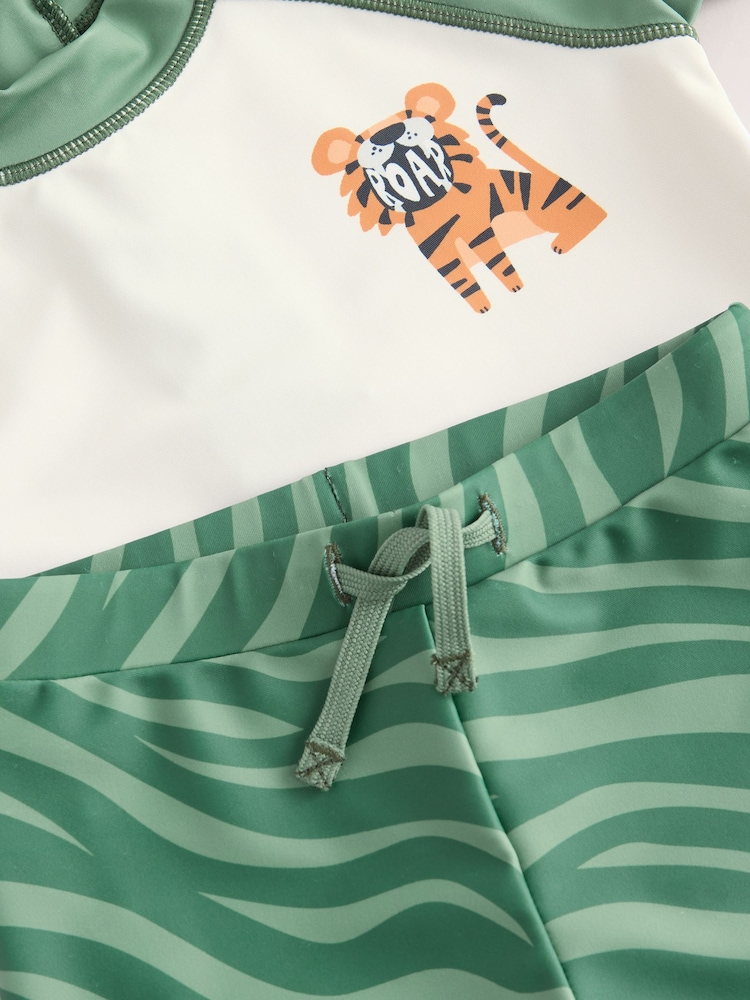 Buy Khaki Green Rash Vest and Stretch Shorts Set (3mths-7yrs) from Next ...