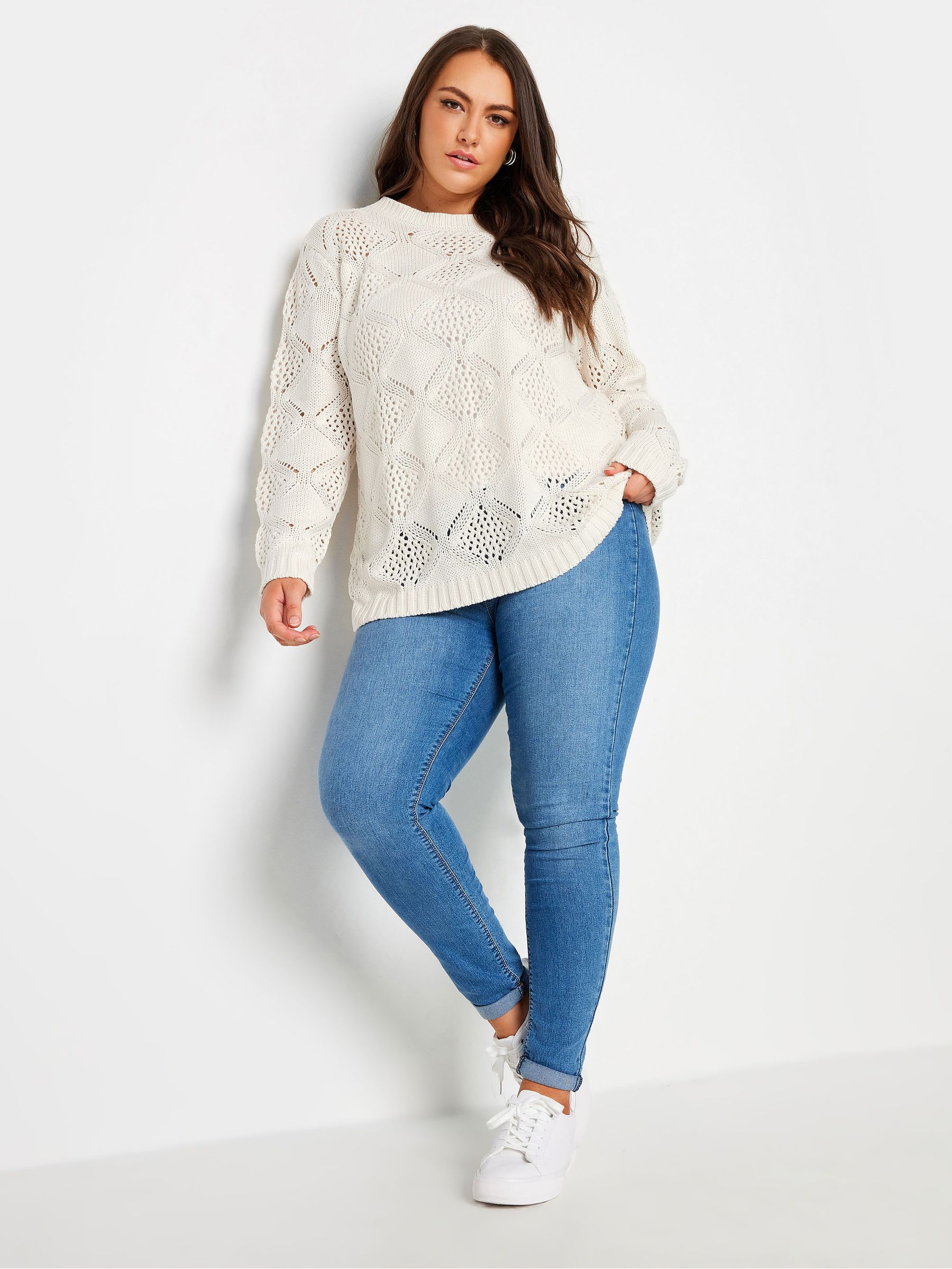 Buy Yours Curve Natural Pointelle Mesh Stitch Jumper from the Next UK ...