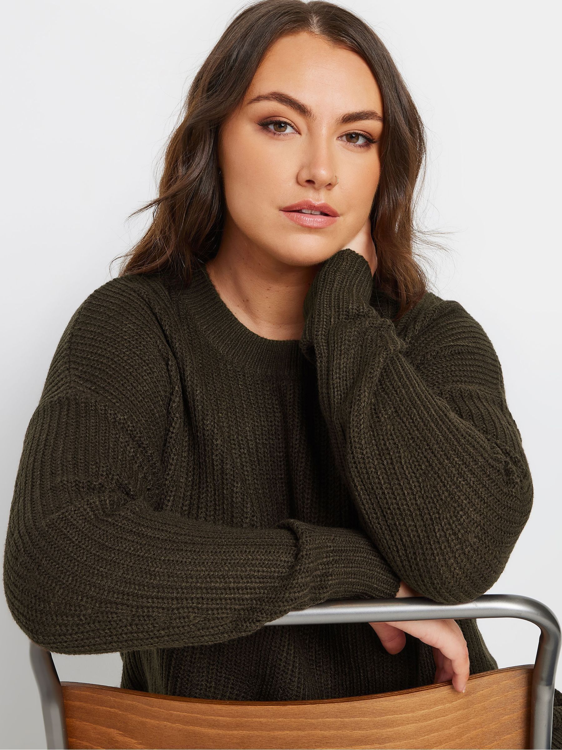 Buy Yours Curve Brown Drop Shoulder Jumper from the Next UK online shop