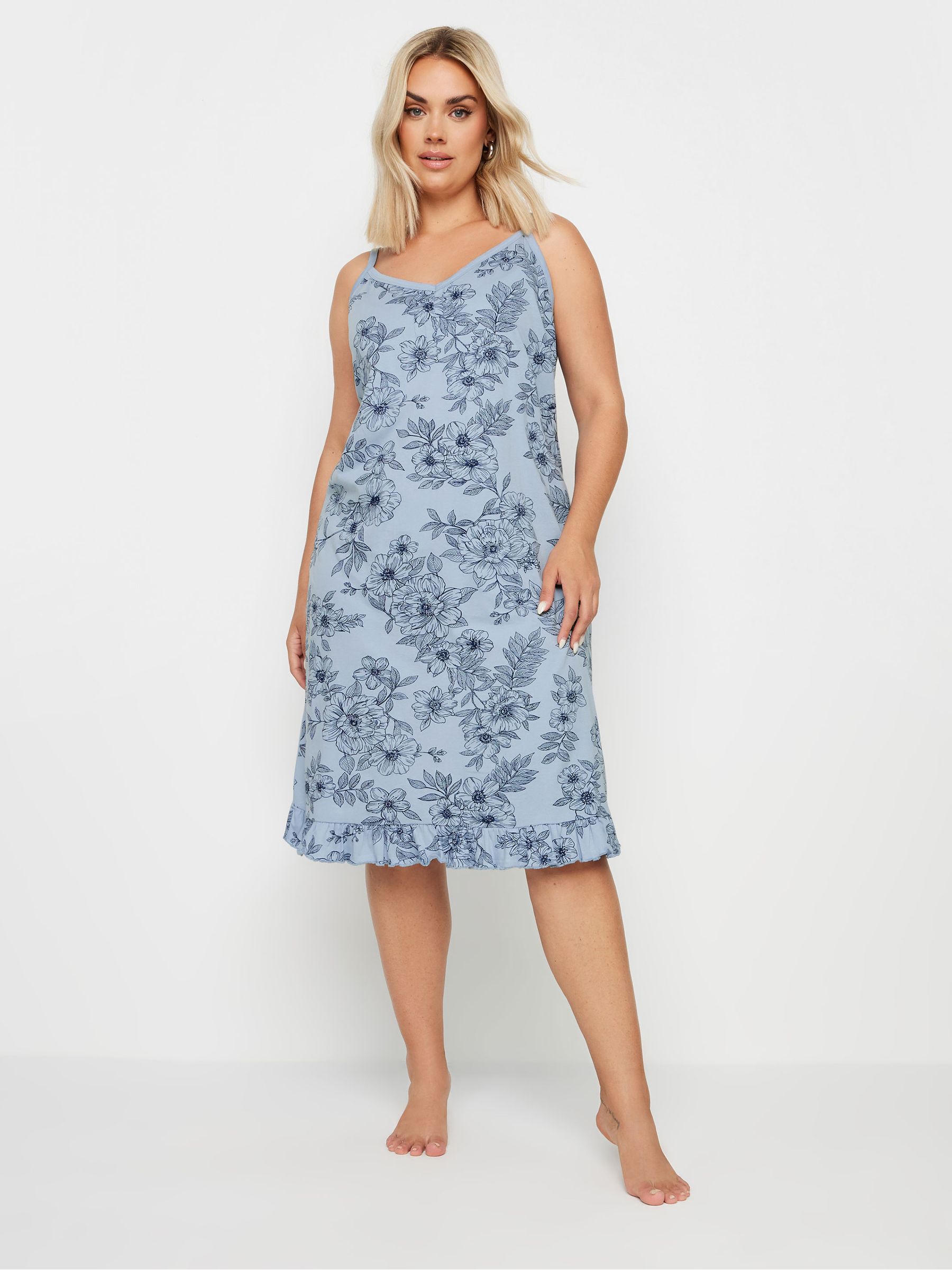 Buy Yours Curve Blue Floral 100% Cotton Chemises 2 Pack from the Next ...