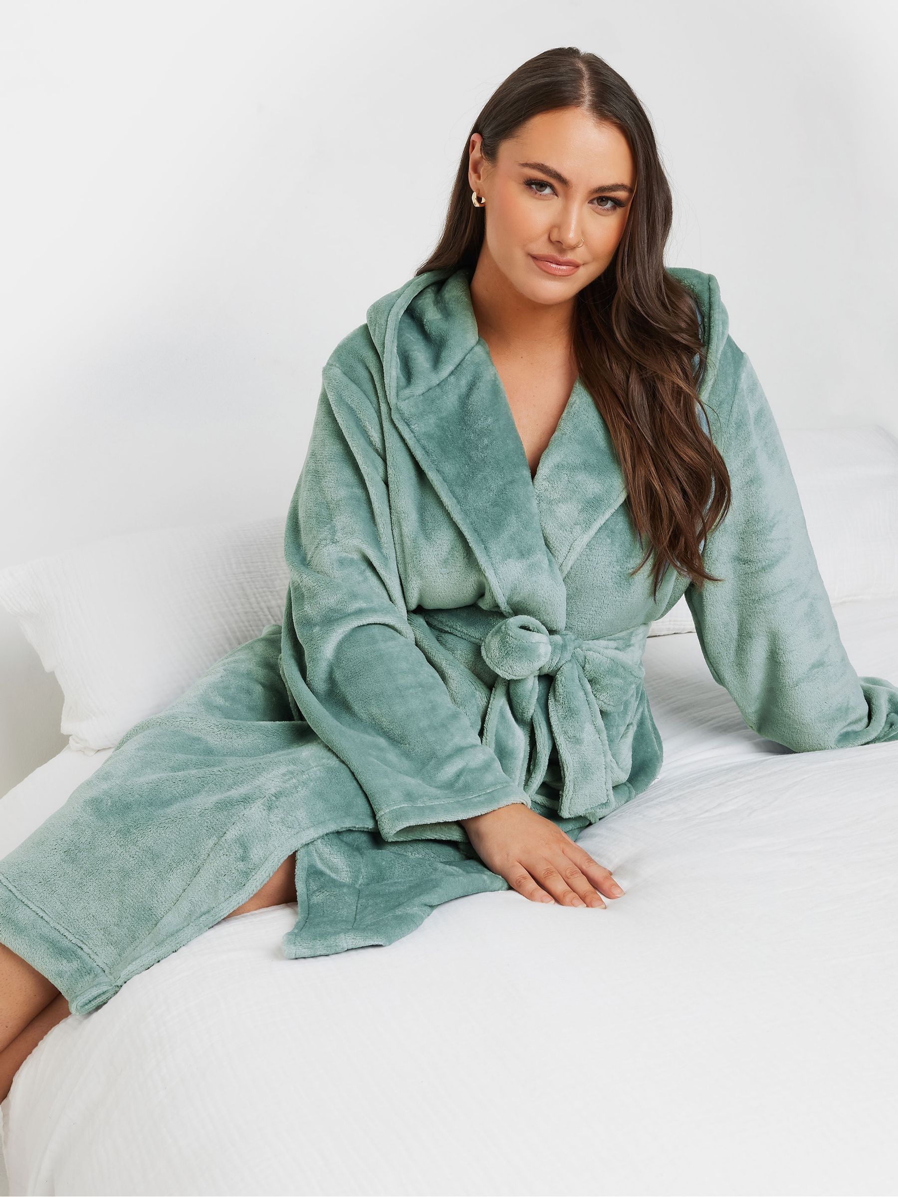 Buy Yours Curve Green Hooded Robe from the Next UK online shop