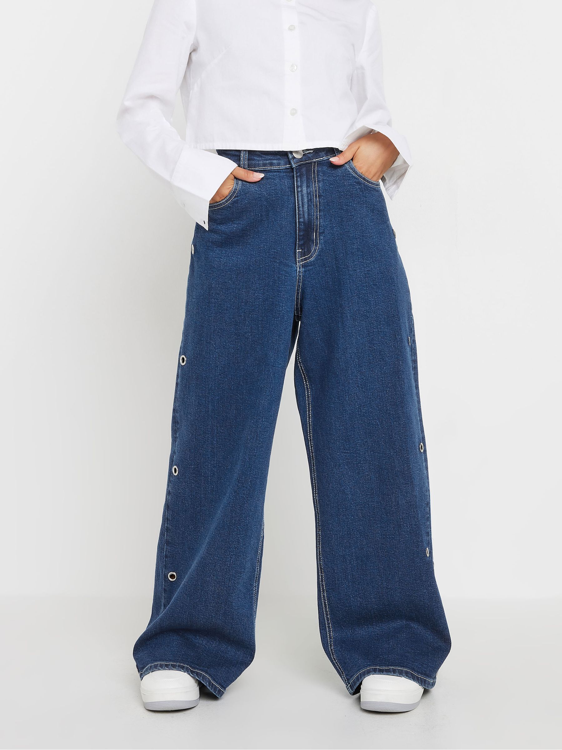 Buy PixieGirl Petite Blue Eyelet Detail Jeans from the Next UK online shop