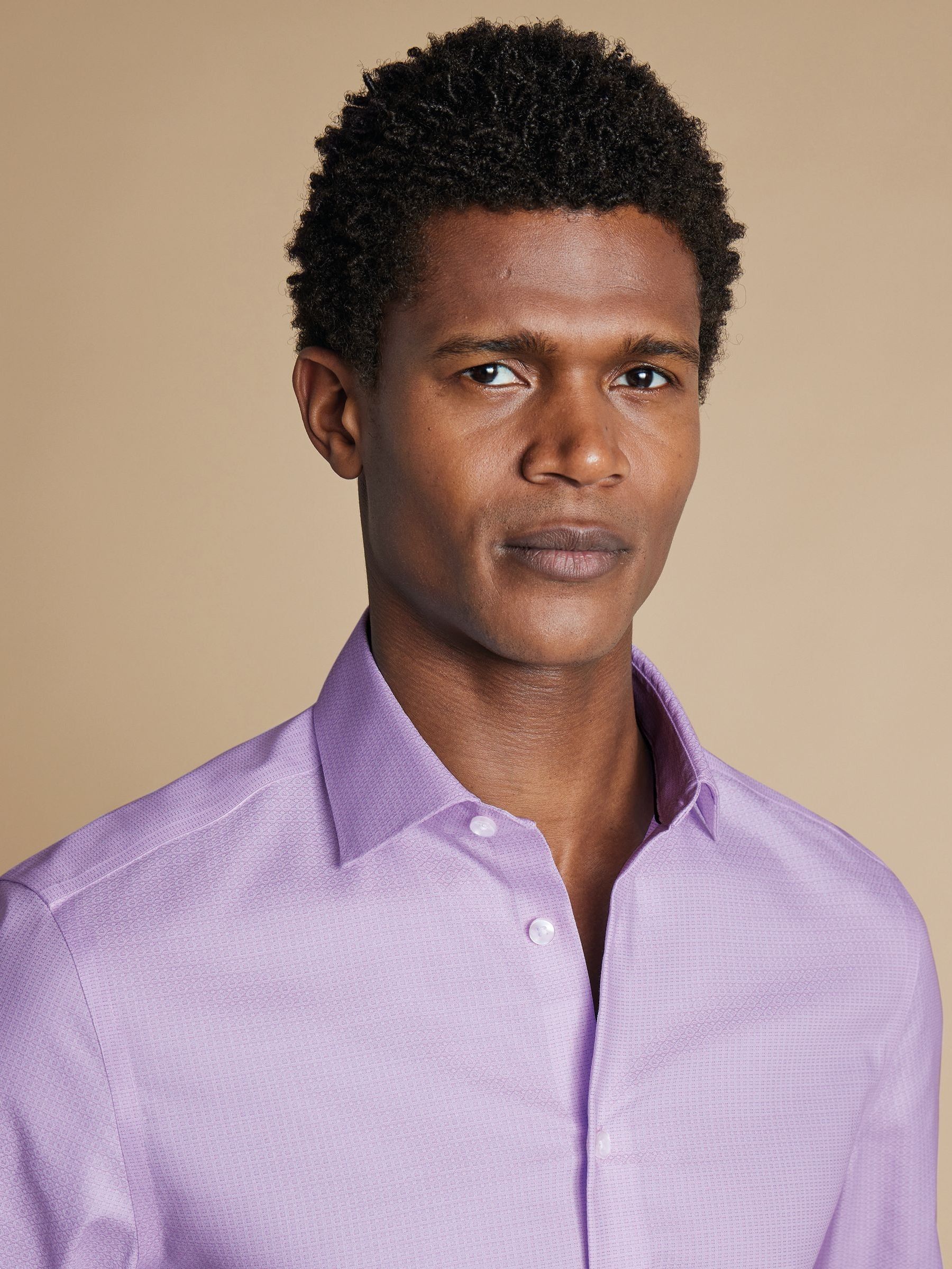 Buy Charles Tyrwhitt Purple Slim Fit Non-Iron Square Stretch Texture ...